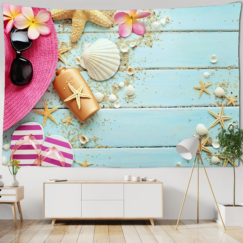3D seaside beach shell landscape tapestry Bohemian Art decoration wall ...