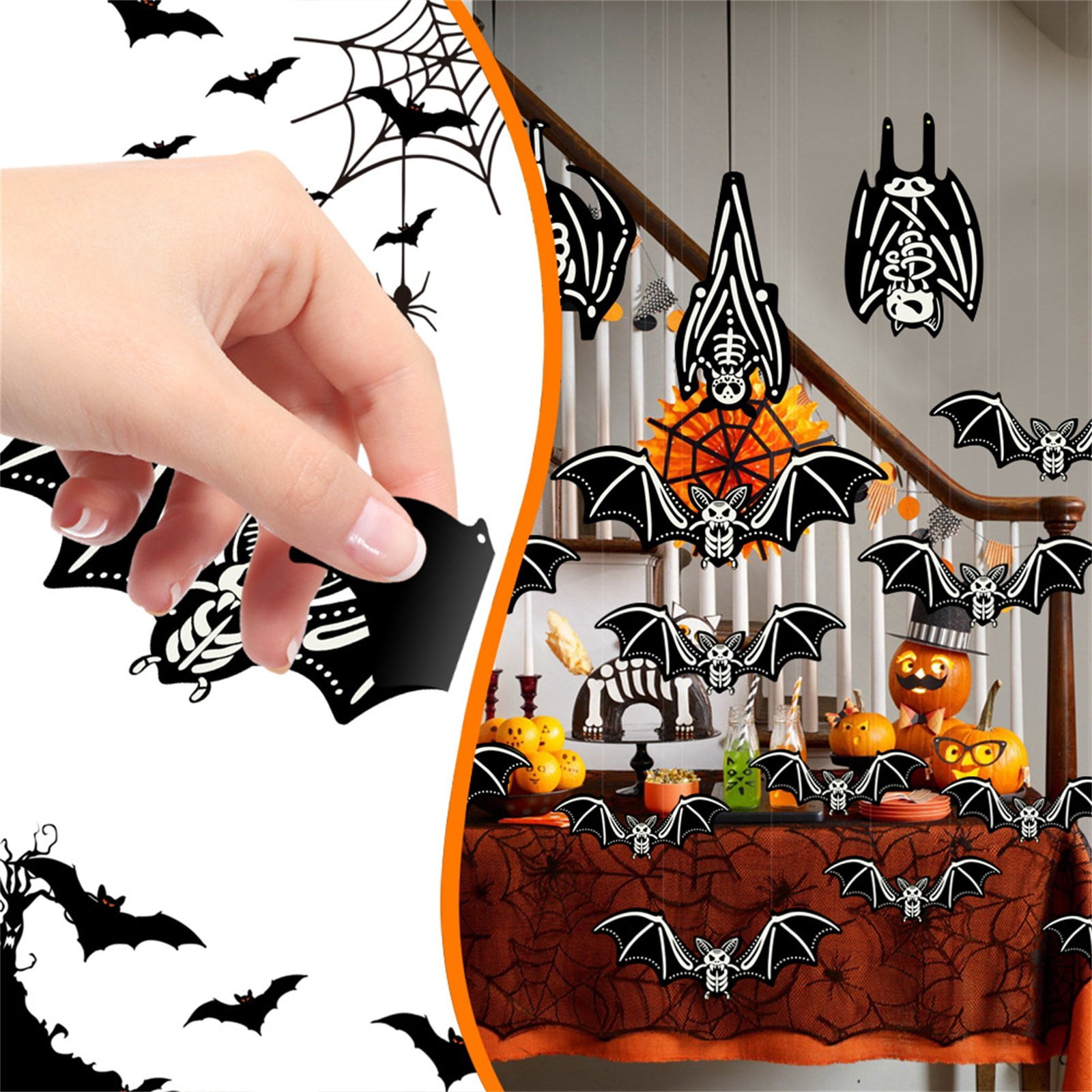 3D single-sided luminous large hanging bat Halloween sticker holiday ...