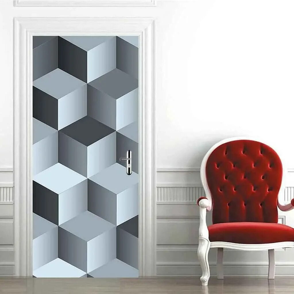 3D space Sphere door sticker wallpaper Geometric door sticker mural ...