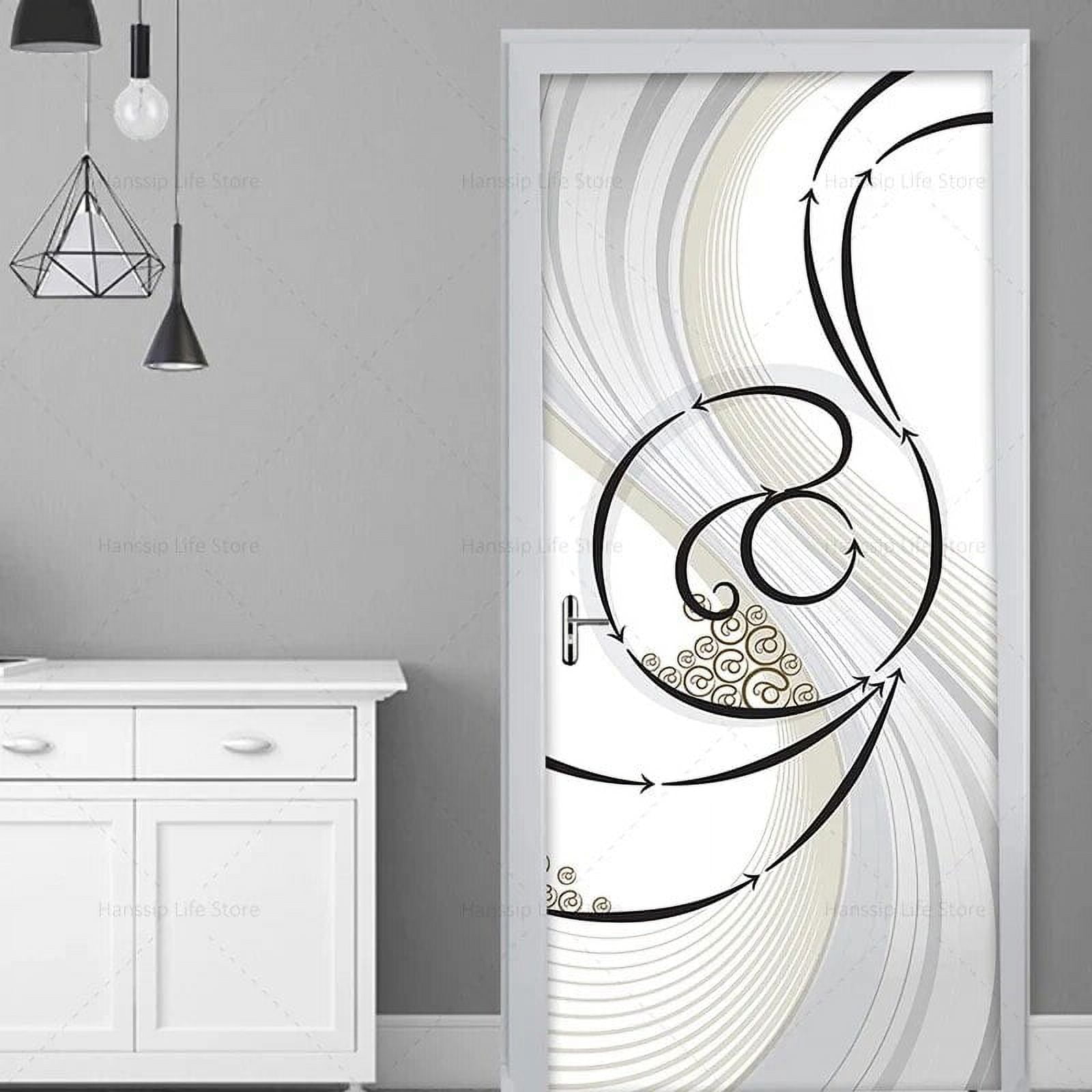 3D three-dimensional geometric door sticker black and white style ...