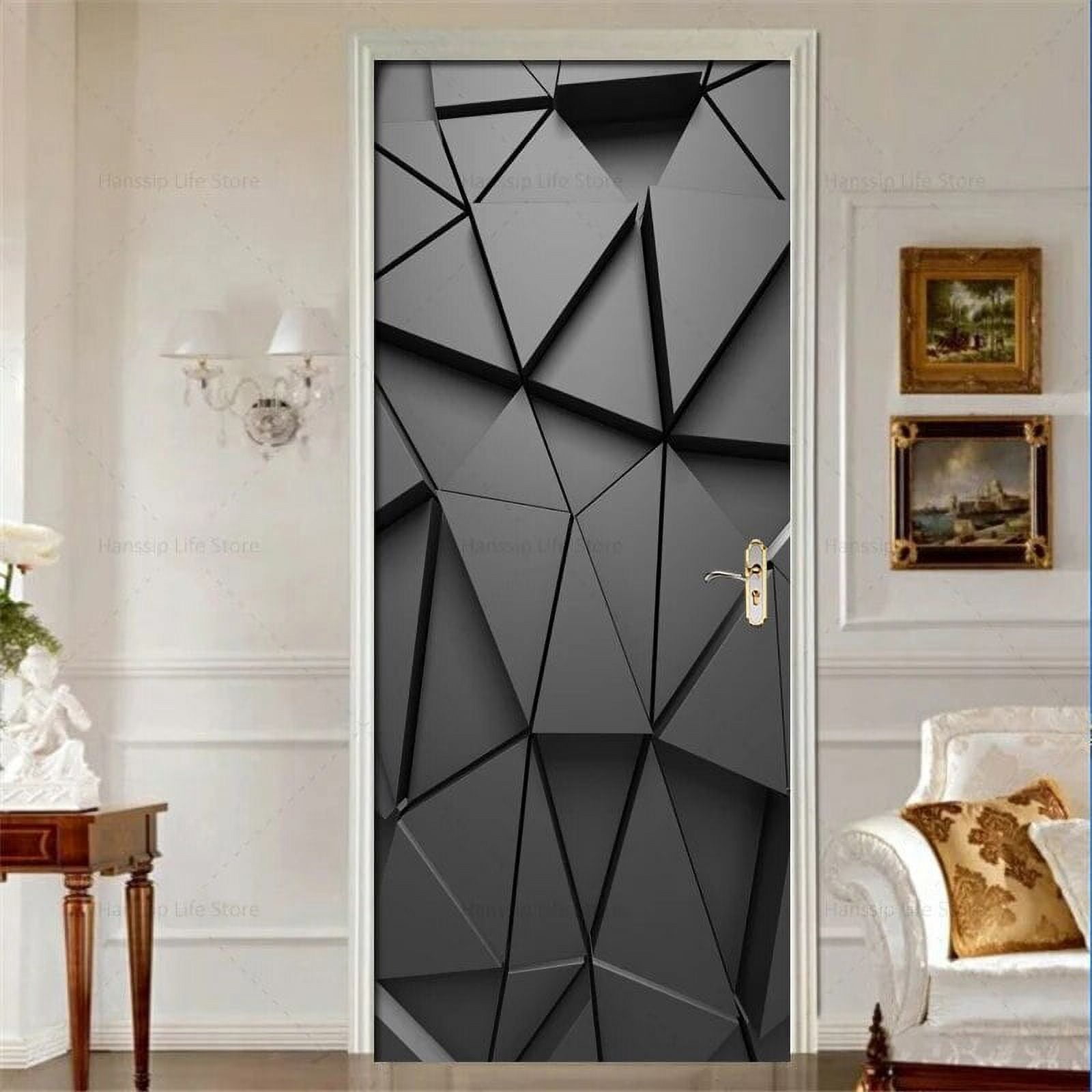 3D three-dimensional geometric door sticker black and white style ...