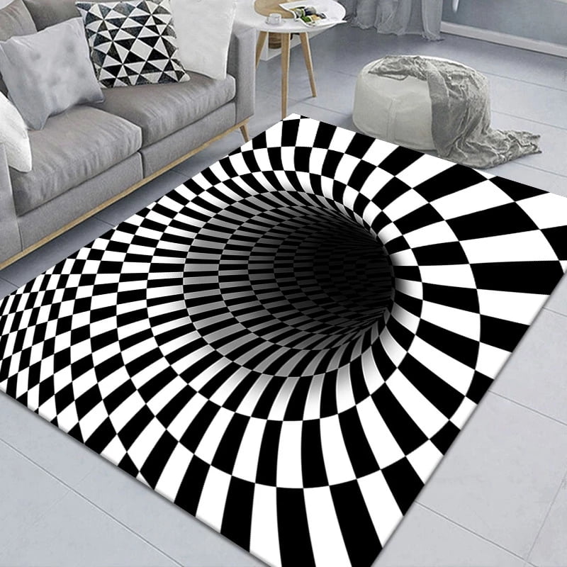 3D trap effect vortex illusion buffers hole geometric carpet white ...