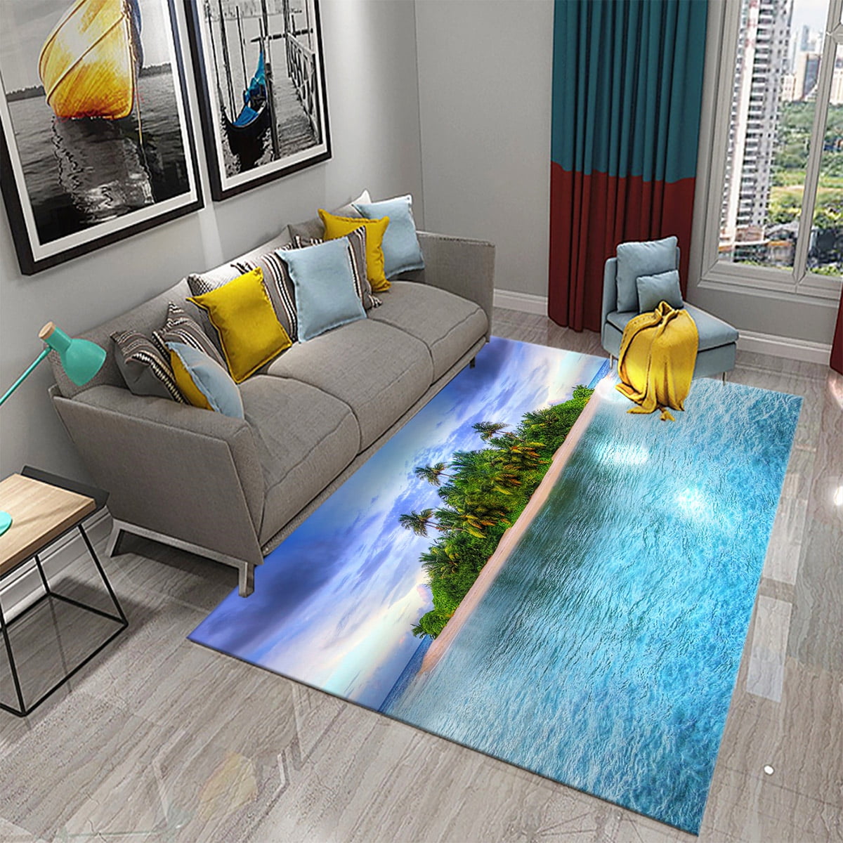 3D tropical island beach landscape decoration bedroom living study bath ...