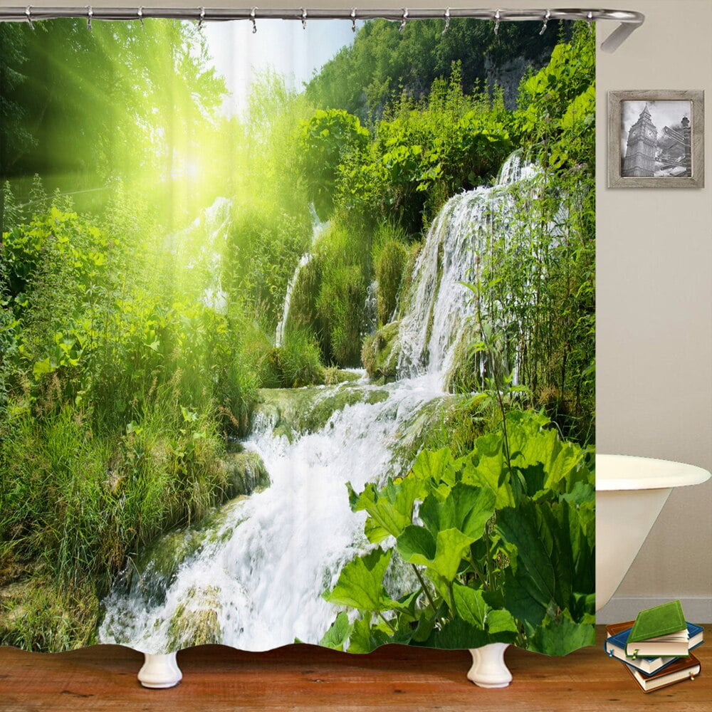 3d Tropical Rainforest Forest Landscape Printed Shower Curtain With