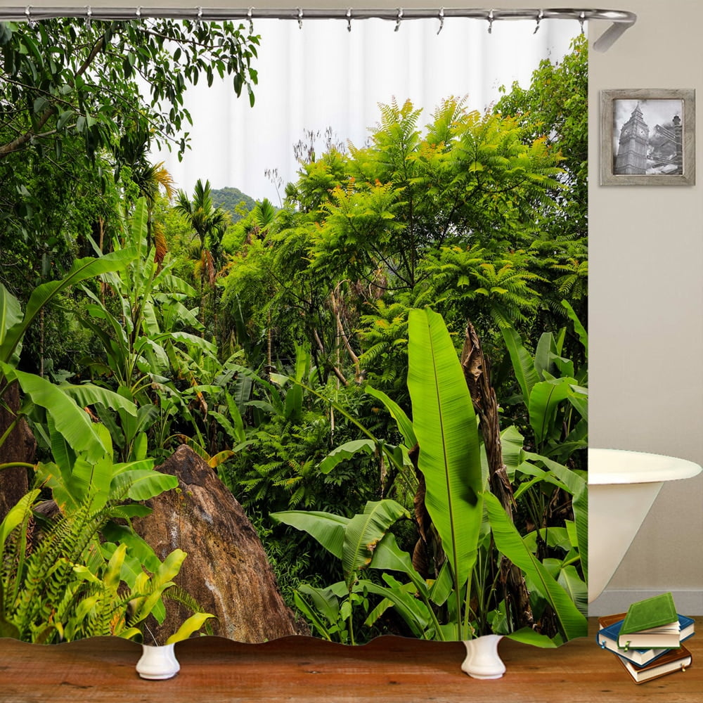 3D tropical rainforest forest landscape printed shower curtain with ...