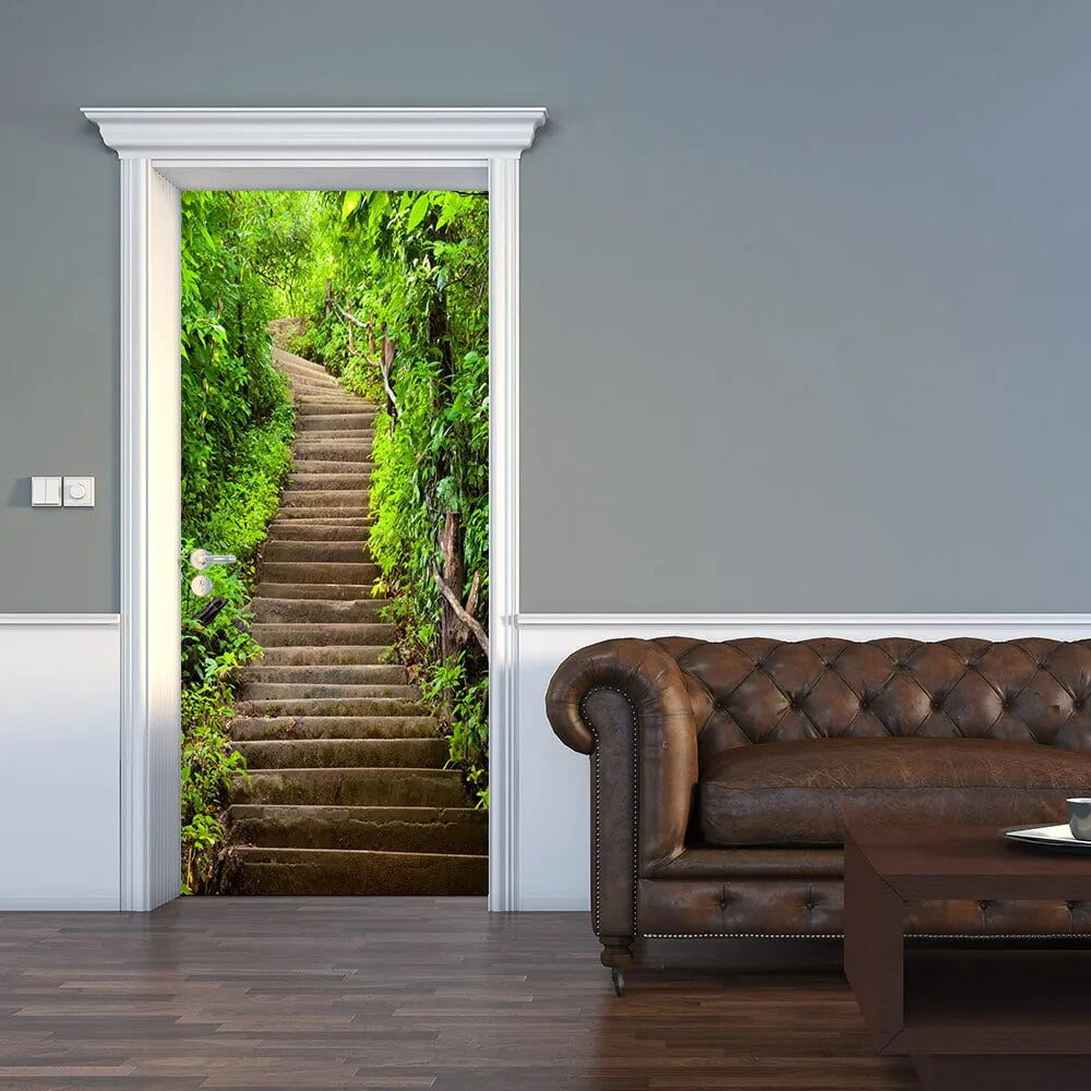 3D visual effects Stair door stickers Full door covered with home decor ...