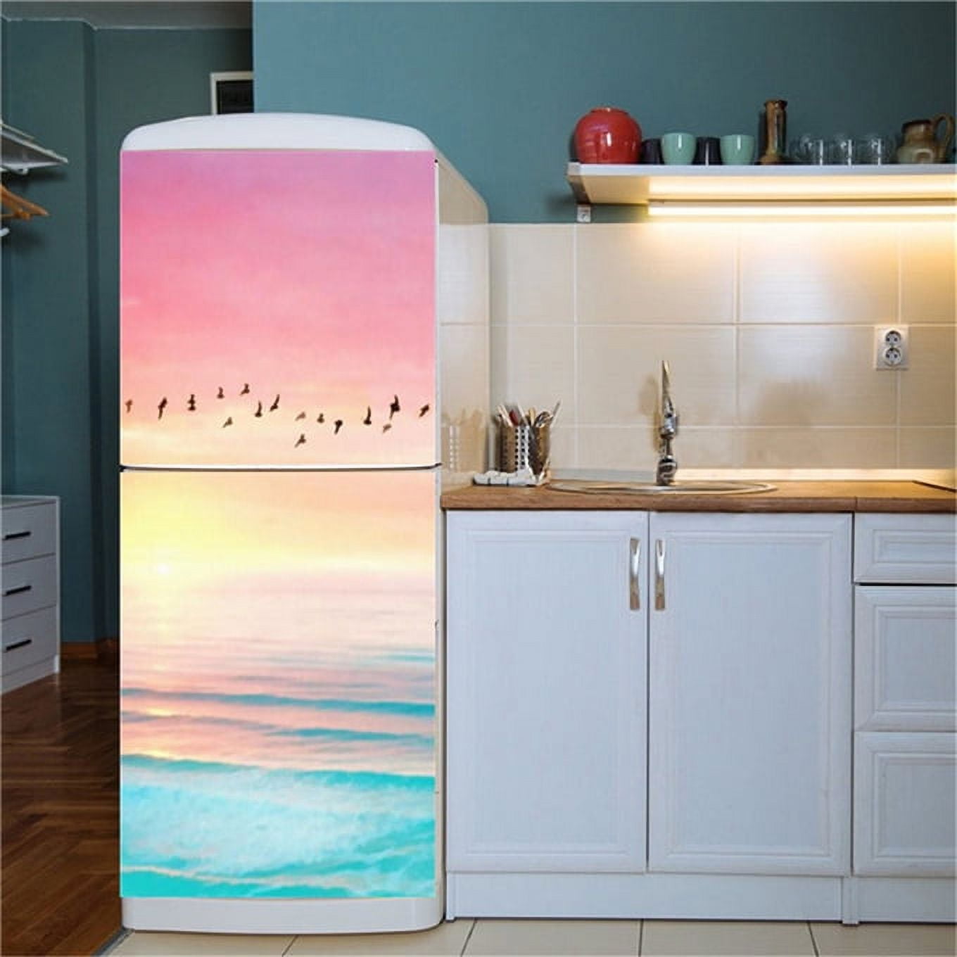 3D visual flower green plant poster Refrigerator decoration adhesive ...