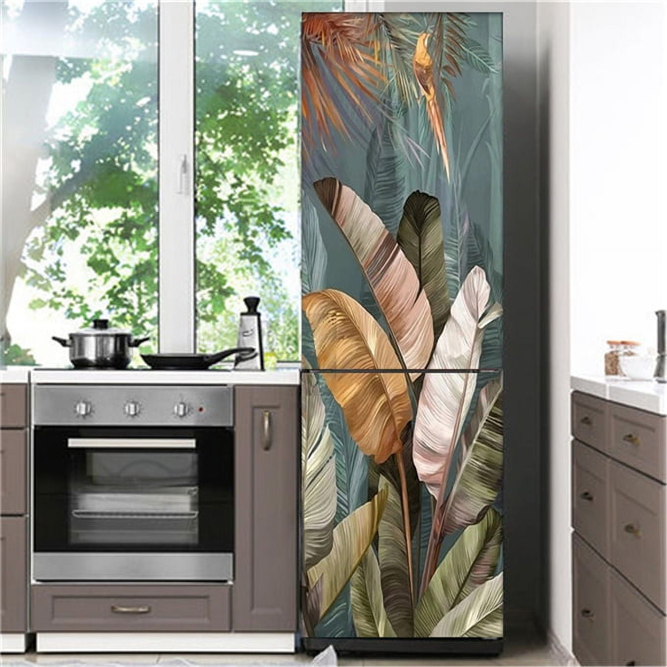 3D visual flower green plant poster Refrigerator decoration adhesive ...