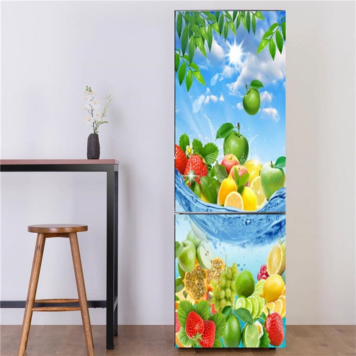 3D visual flower green plant poster Refrigerator decoration adhesive ...