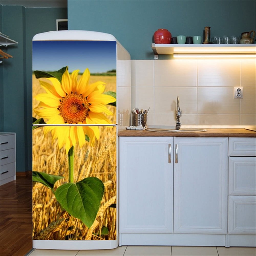 3D visual flower green plant poster Refrigerator decoration adhesive ...