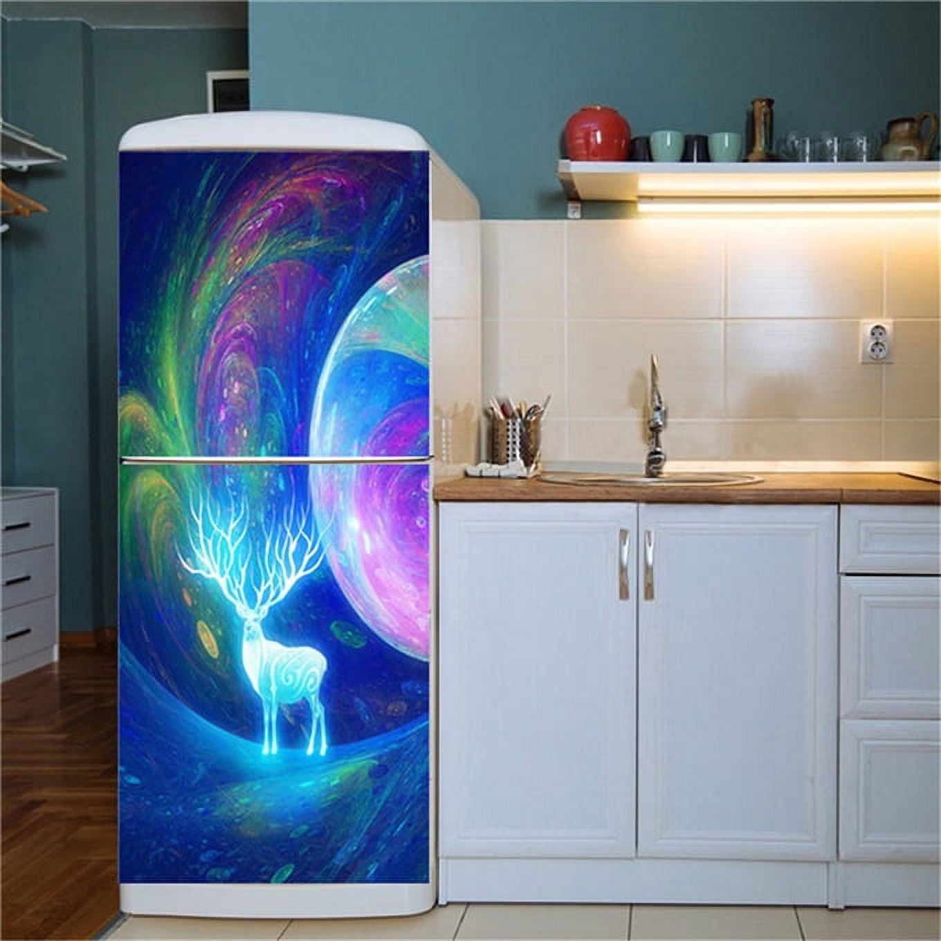 3D visual flower green plant poster Refrigerator decoration adhesive ...