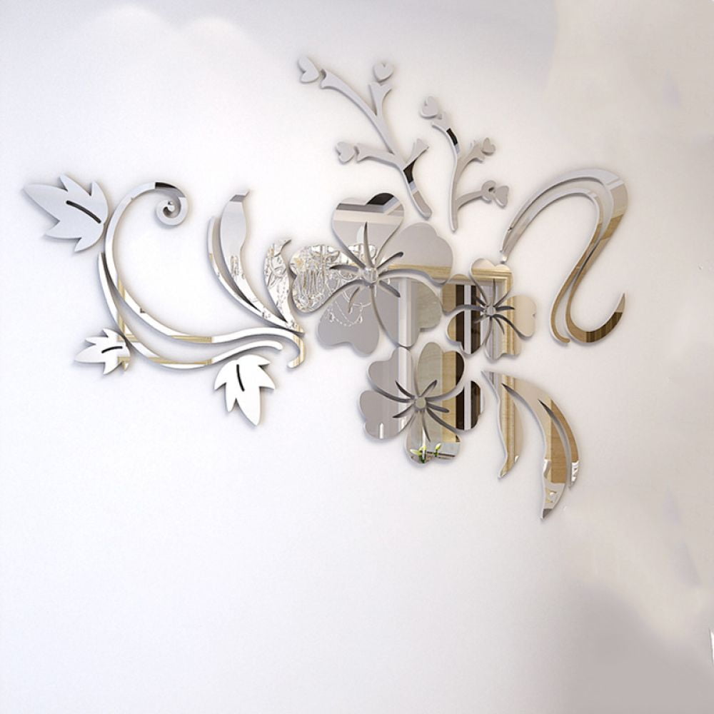 3D wall sticker flowers mirror wall sticker flowers sticker modern art ...