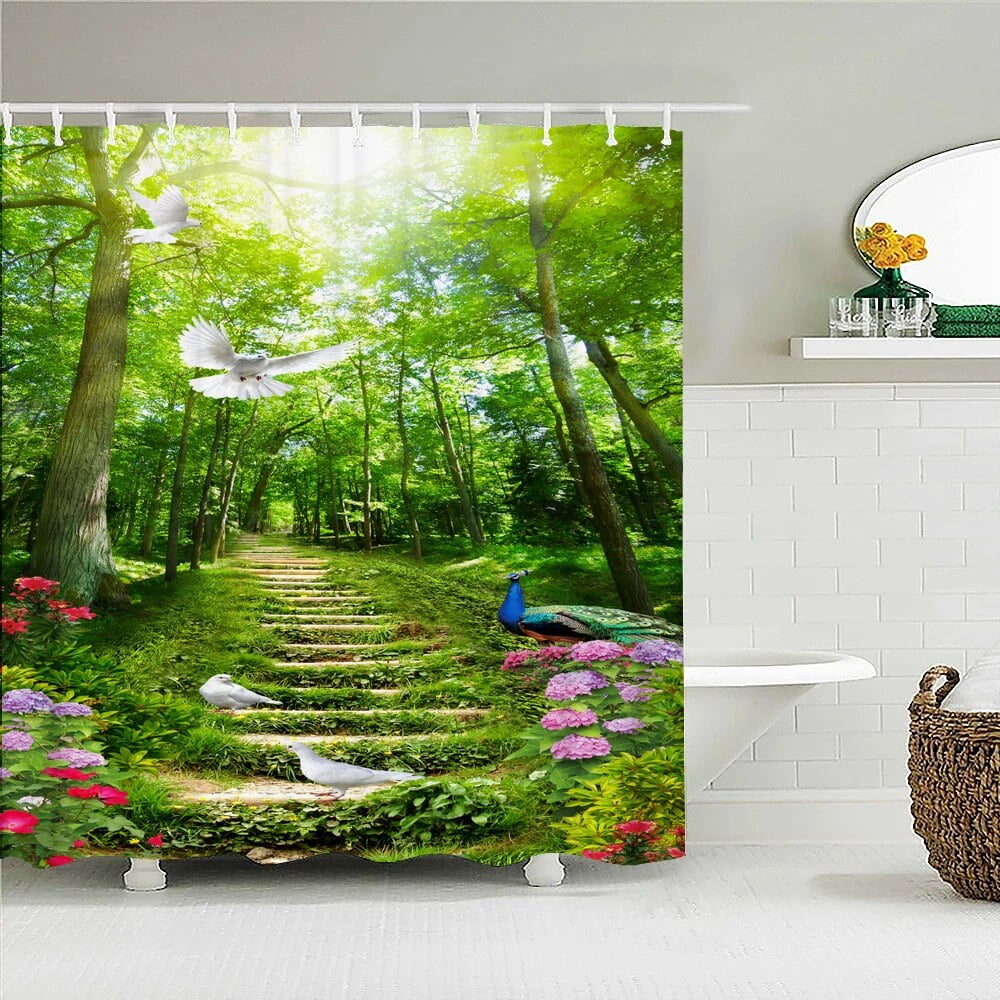 3d Window Opening Scenery Window Scenery Printing Shower Curtain