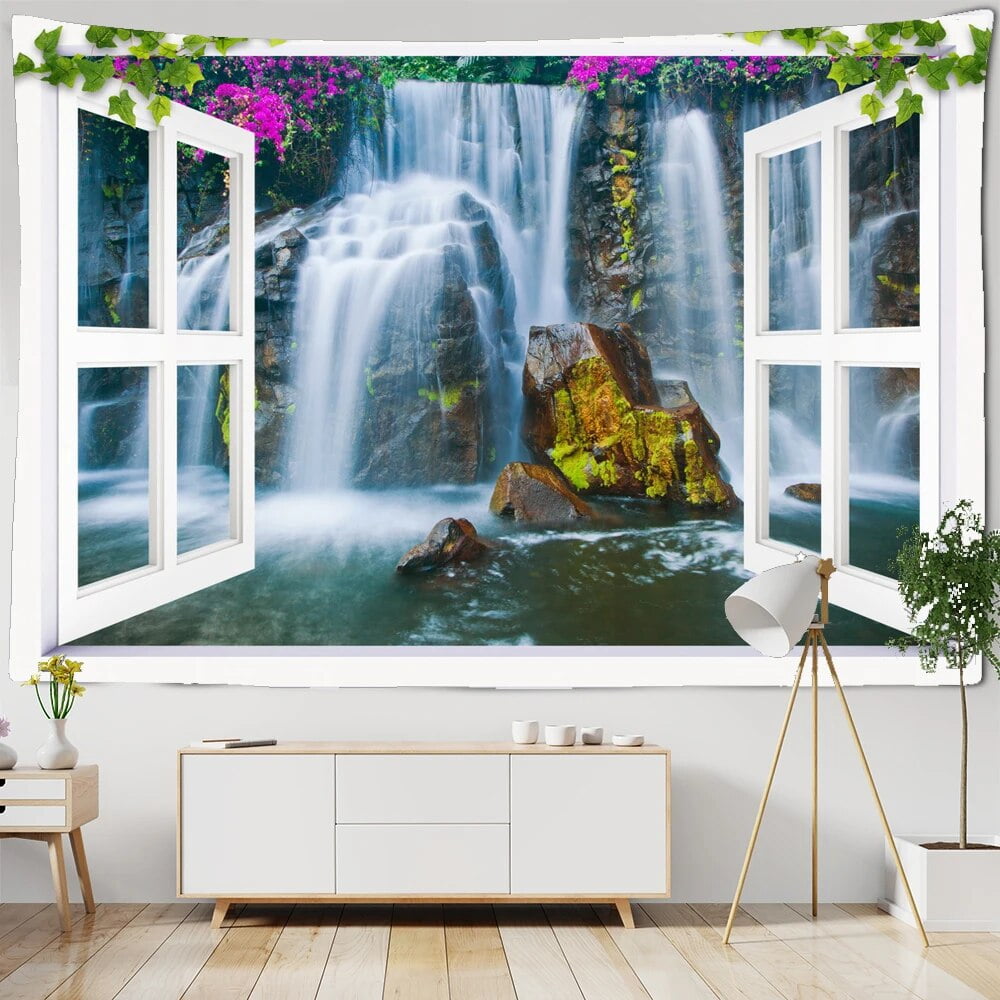 3D window scery tapestry large Wall Hanging psychedelic sce Mandala ...