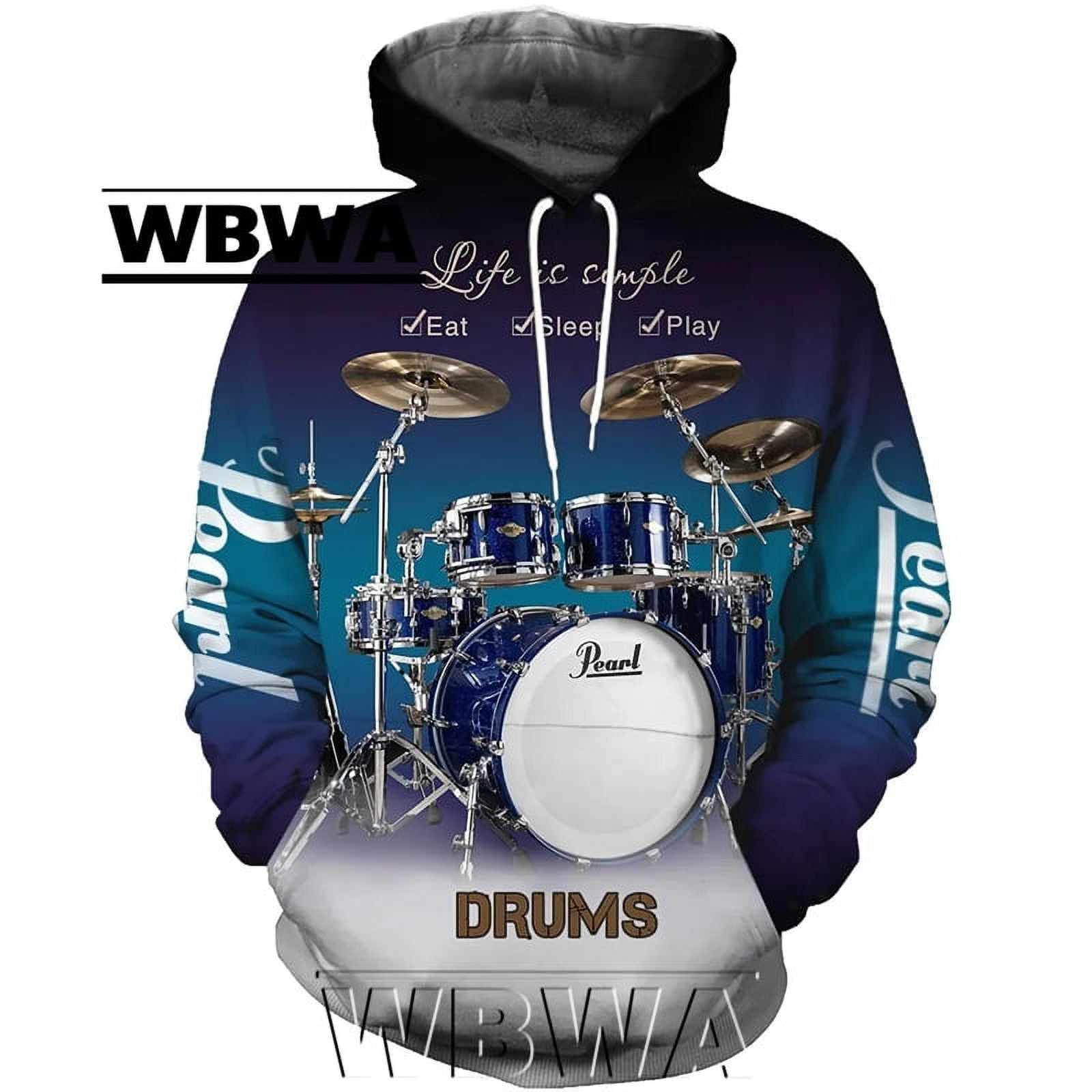 3DDrum Pattern Hoodie Classic Music Drum Jacket Fashion Oversized ...