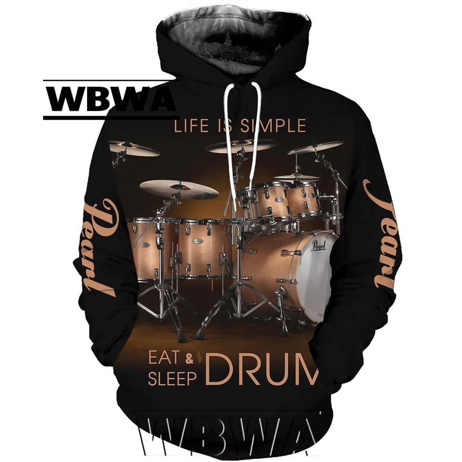 3DDrum Pattern Hoodie Classic Music Drum Jacket Fashion Oversized ...