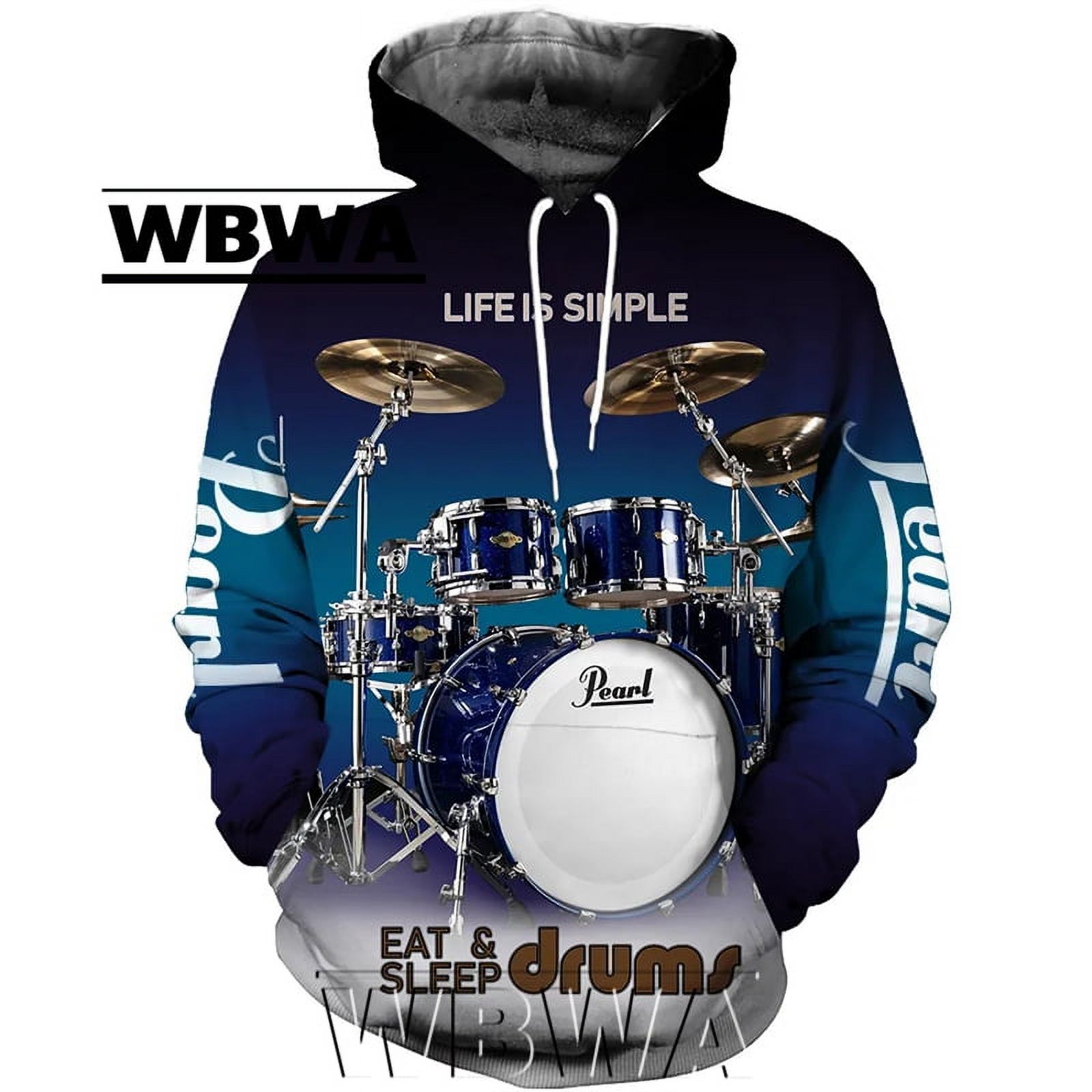 3DDrum Pattern Hoodie Classic Music Drum Jacket Fashion Oversized ...