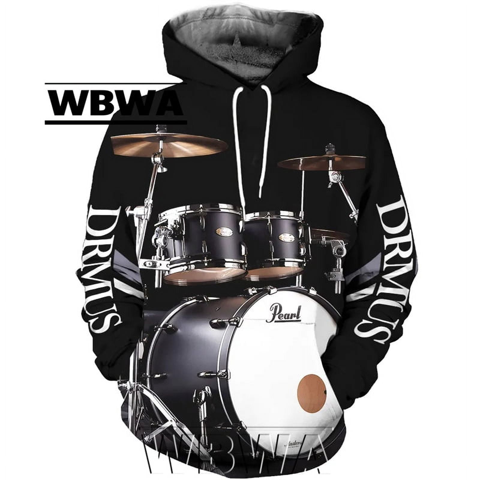 3DDrum Pattern Hoodie Classic Music Drum Jacket Fashion Oversized ...