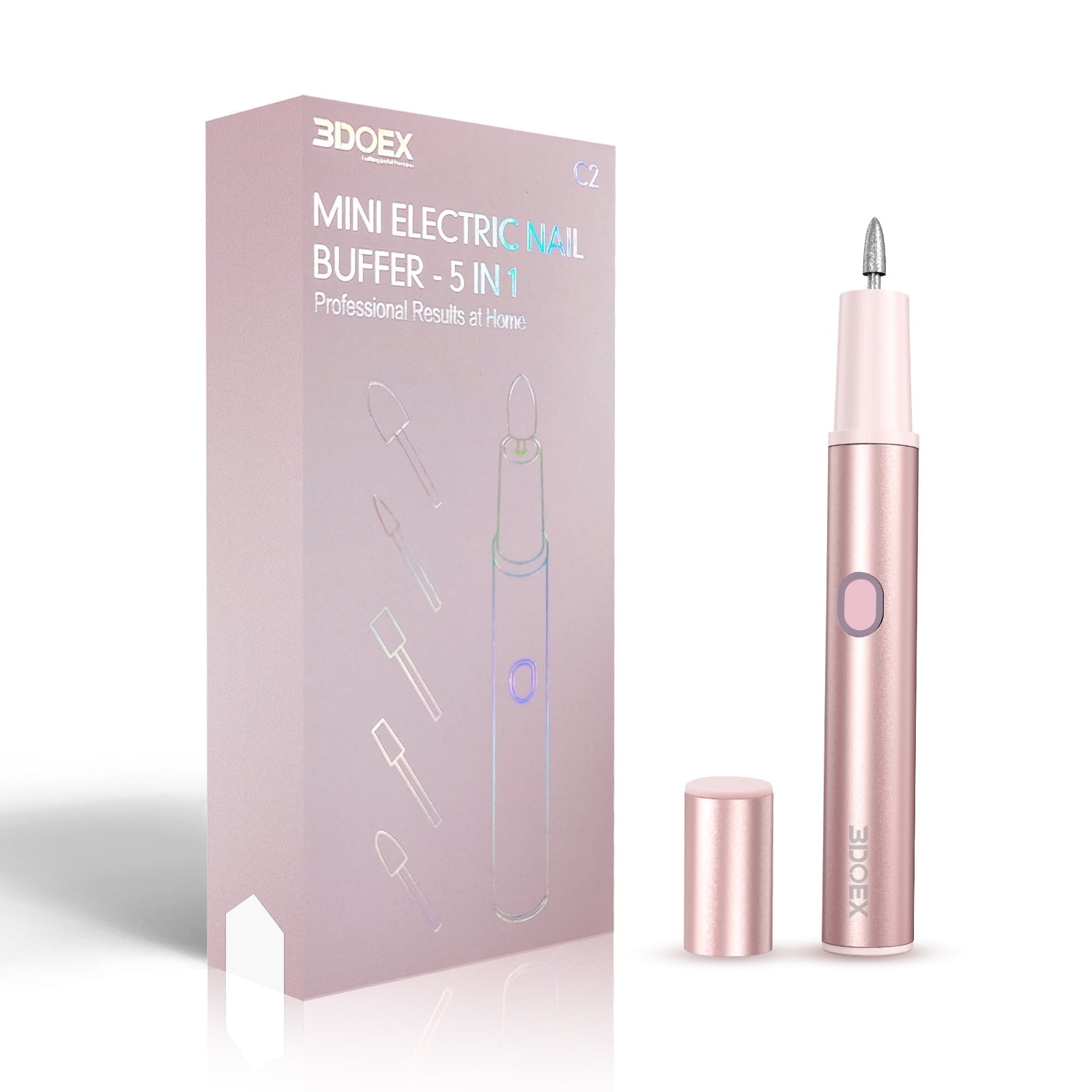 3DOEX C2 Mini Electric Nail Buffer - 5-Piece Portable Nail Care Kit for ...