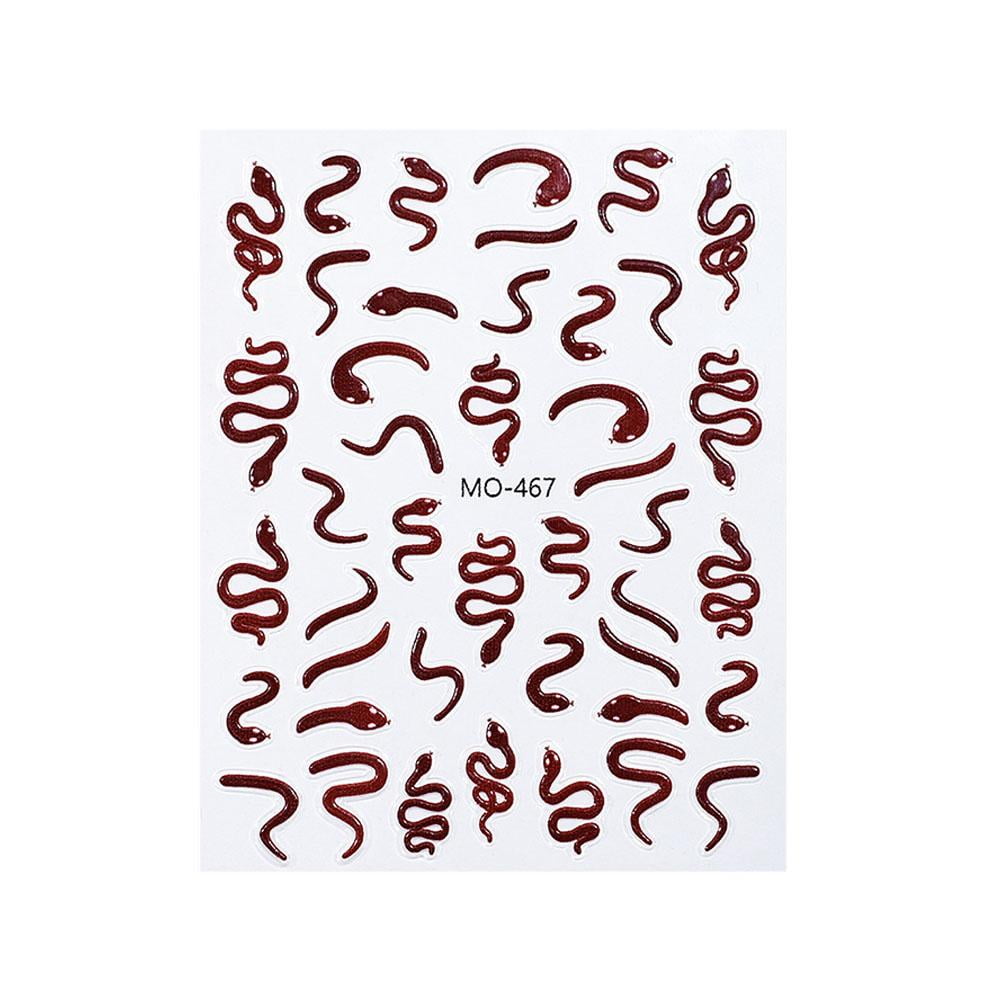 3DSnake Manicure Stier Set in Retro Red Cool Bla and Swt Pink Snake D ...