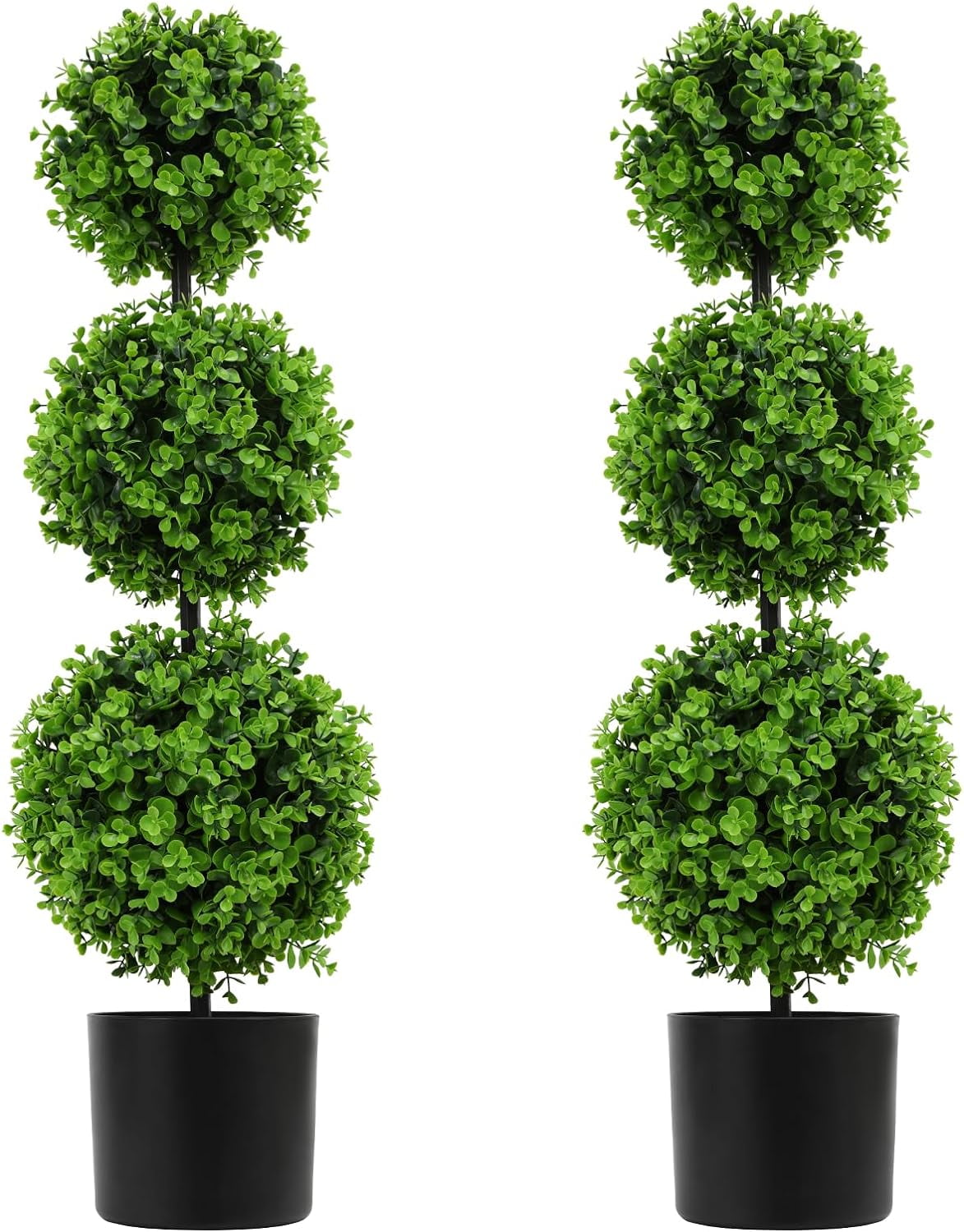 3FT Artificial Boxwood Topiary Tree in Pot,2 Pack Faux Topiary Trees ...