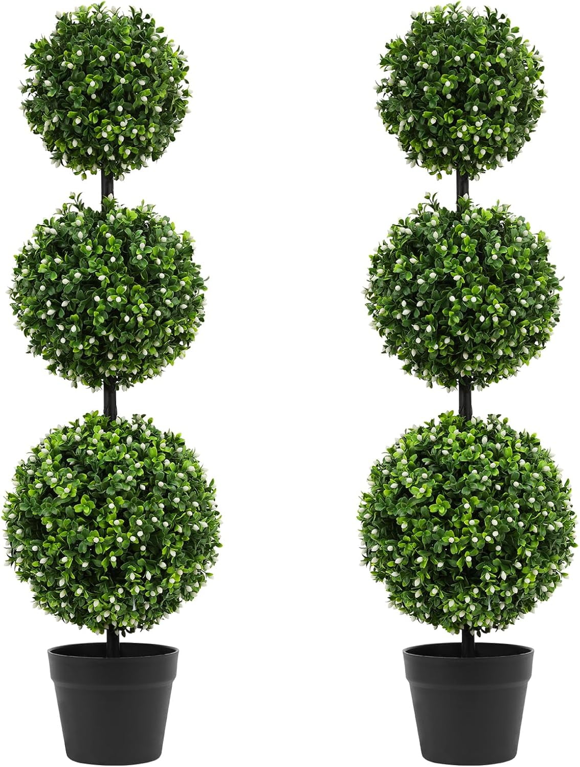 3FT Artificial Boxwood Topiary Tree in Pot,2 Pack Faux Topiary Trees ...
