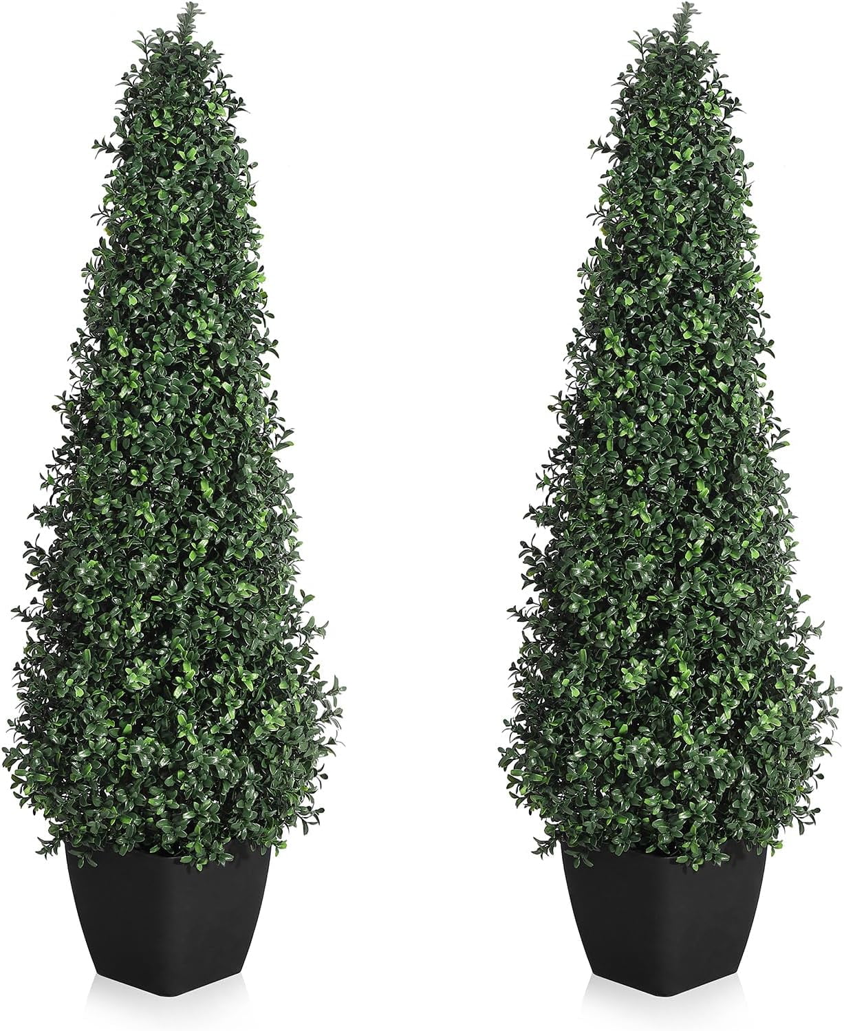 3FT Artificial Boxwood Topiary Trees,2Pack Faux Topiaries Tree Potted ...