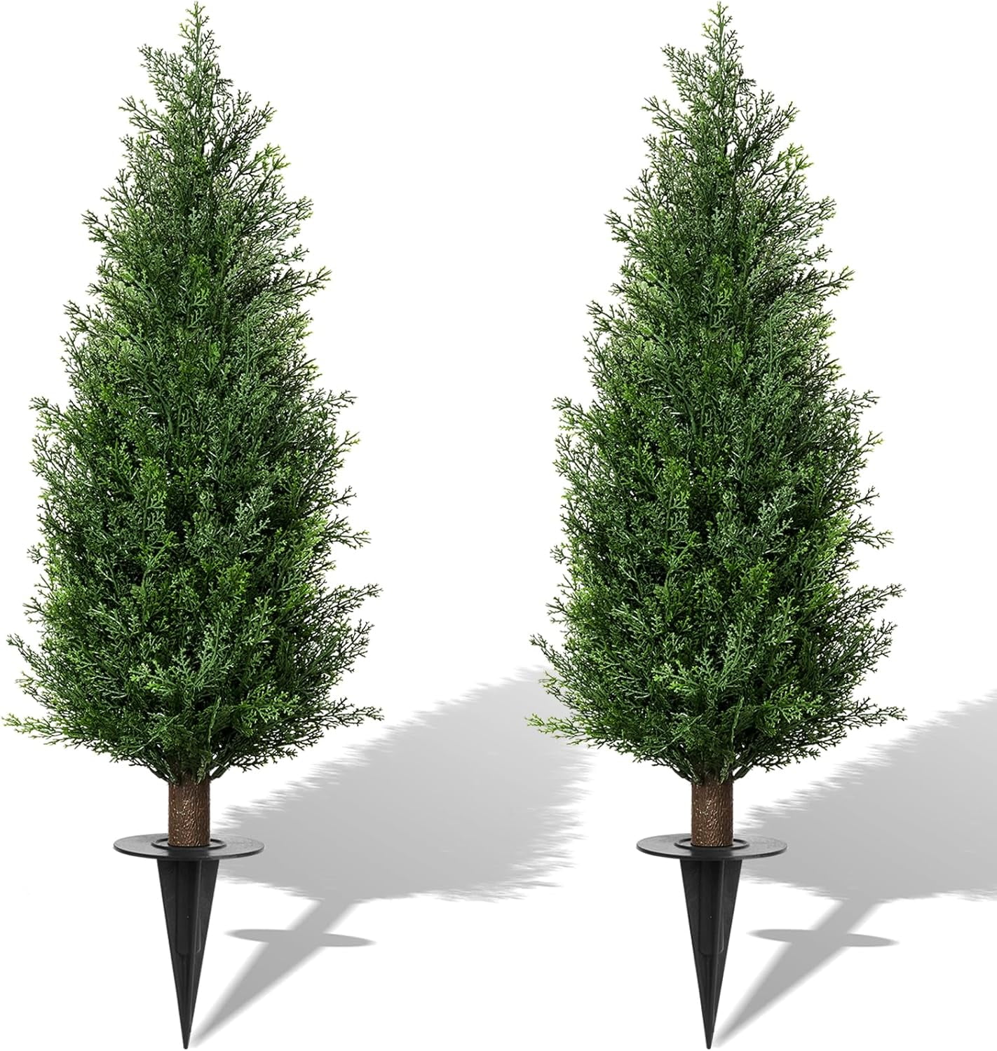 3FT Artificial Cedar Topiary Trees with Ground Spike, Set of 2 UV ...