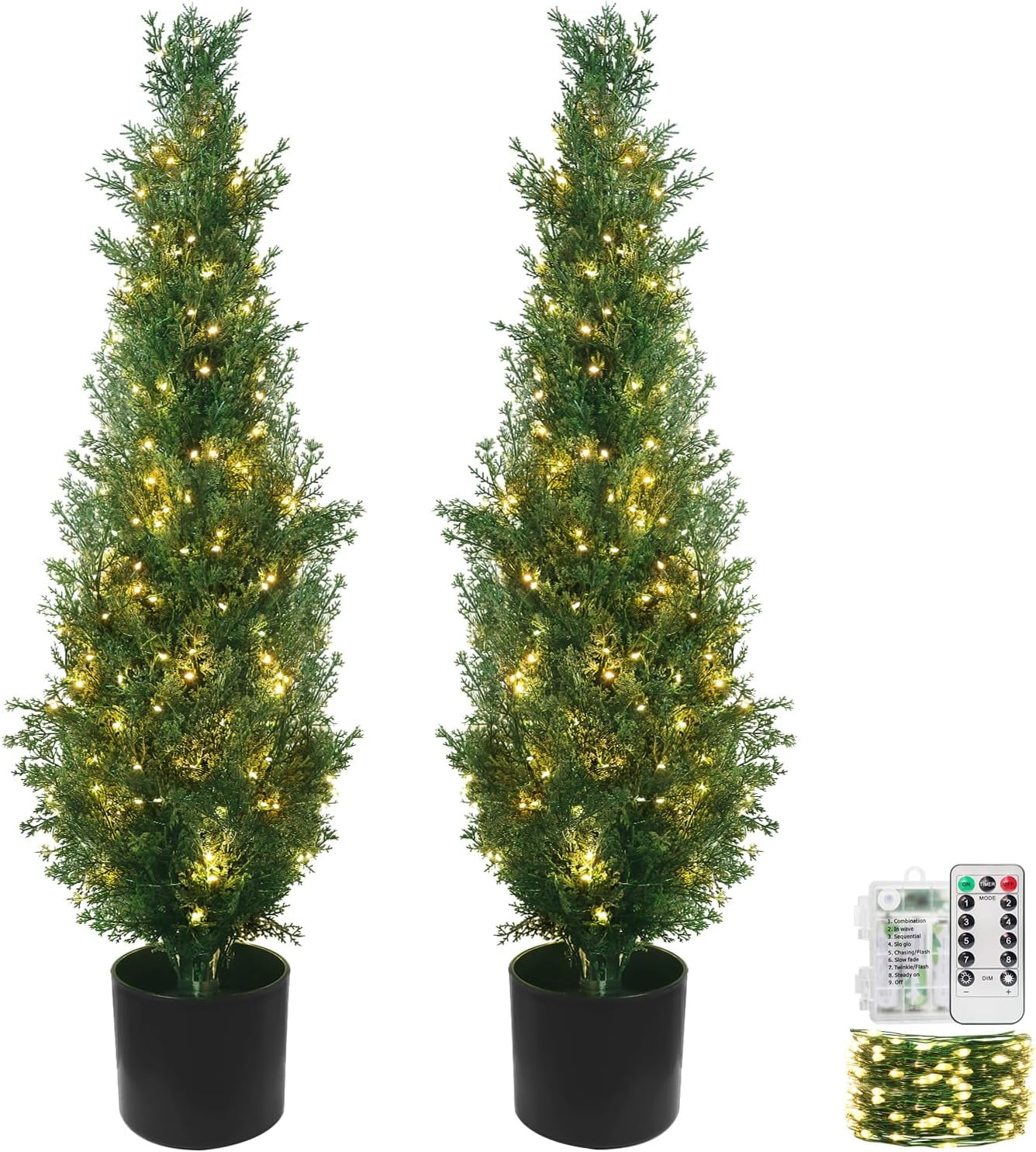 3FT Artificial Cedar Topiary Trees for Outdoors,Two 3 Foot UV Resistant ...
