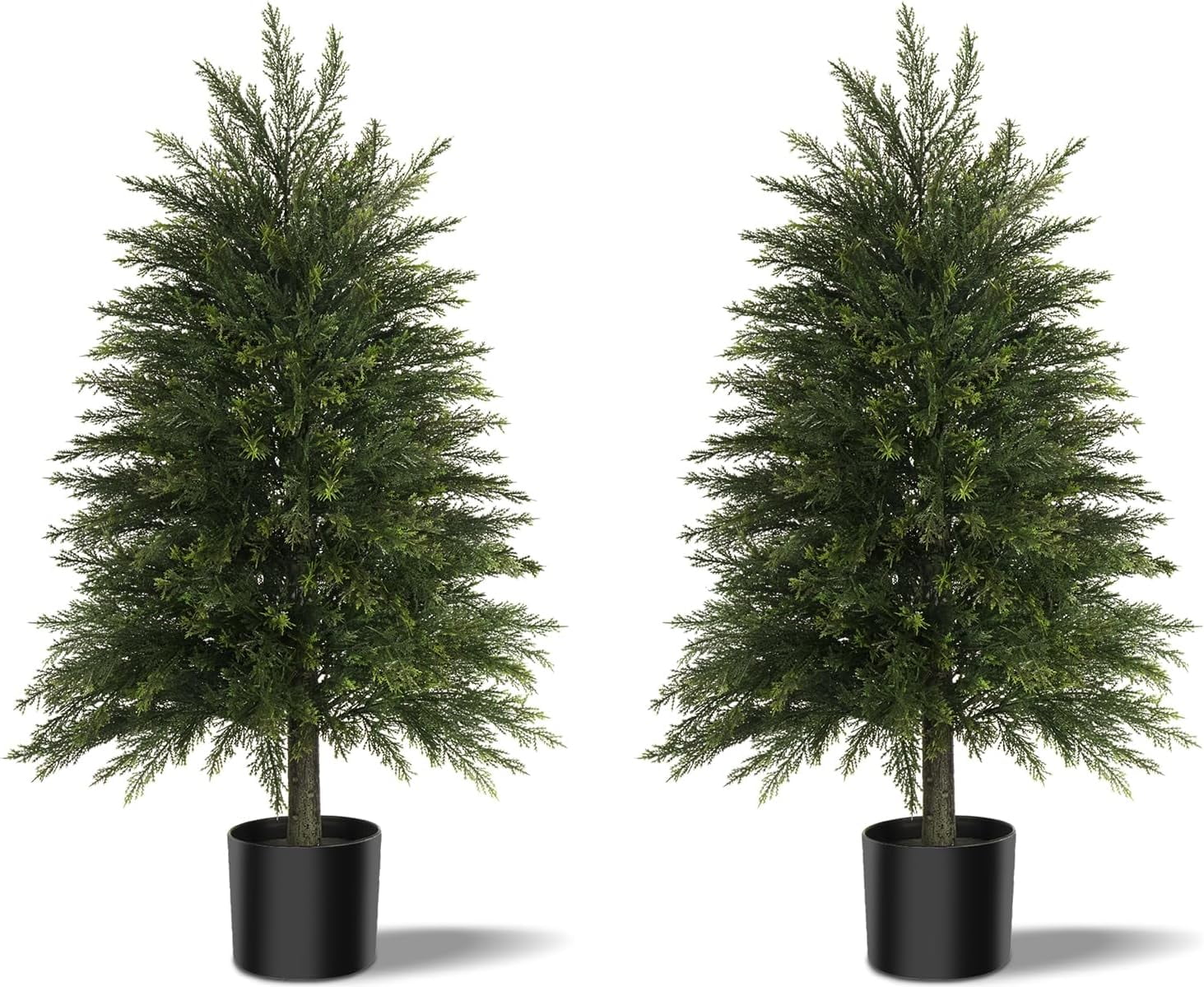 3FT Artificial Cedar Trees Set of 2, Realistic Faux Evergreen Topiary ...