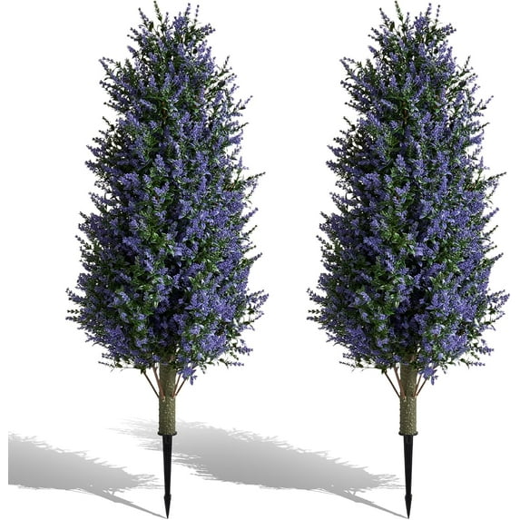 3FT Artificial Lavender Topiary Tree, Set of 2 Artificial Shrubs Fake ...