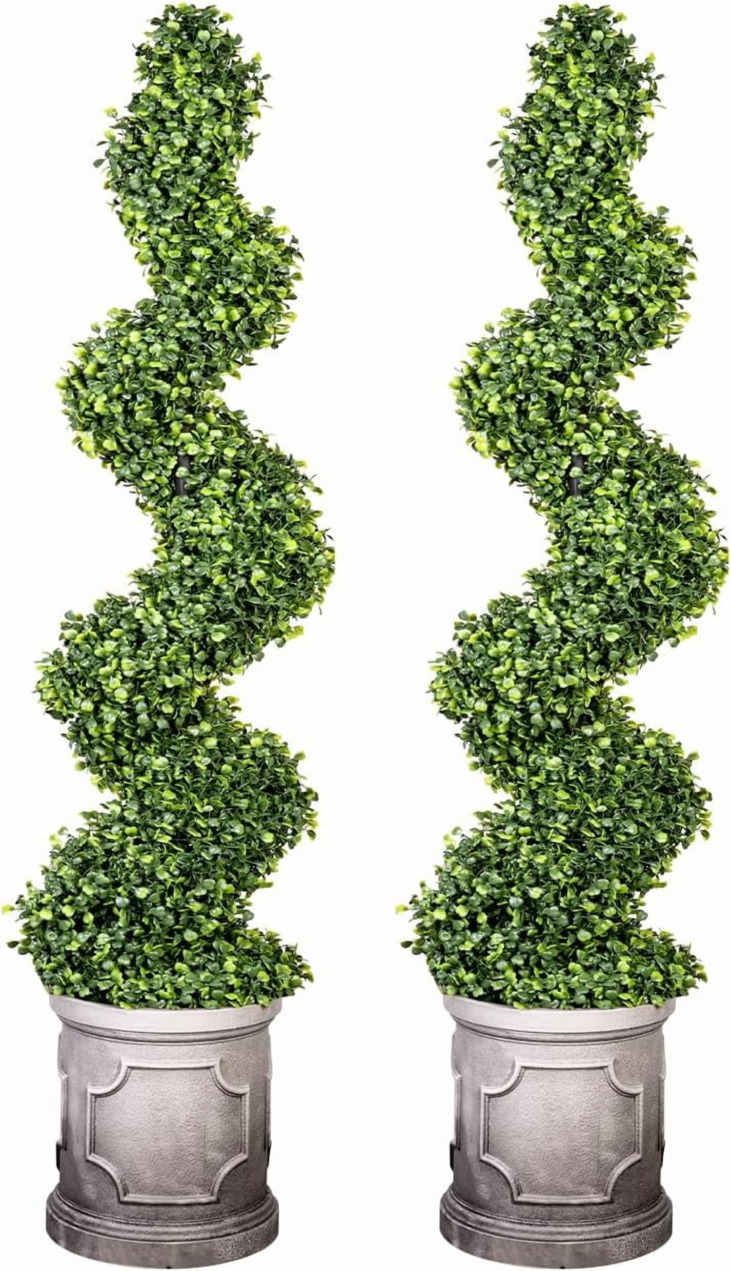 3FT Artificial Spiral Boxwood Topiary Trees with Antique-White Roman ...