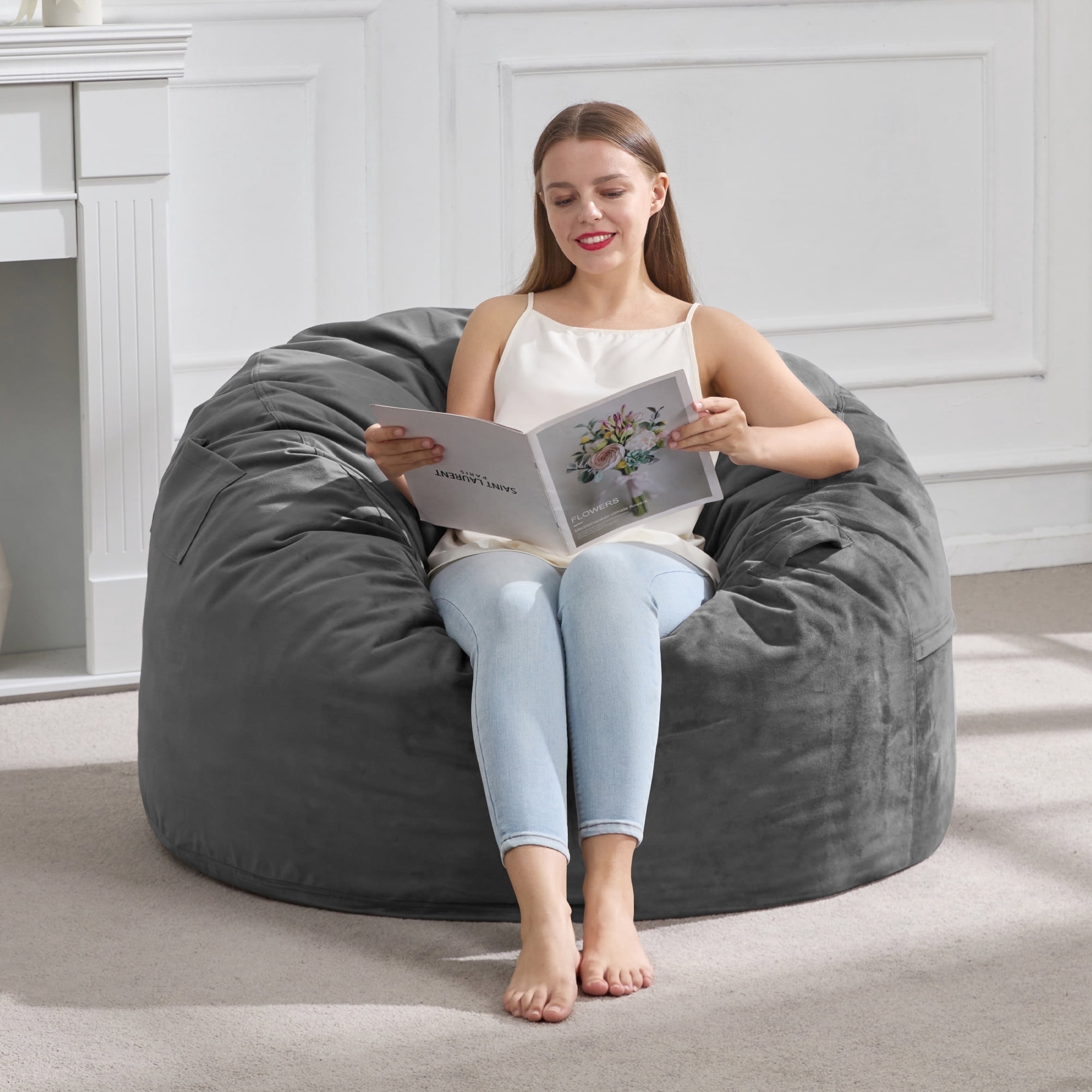 3FT Bean Bag Chair Bean Bag Chairs for Adults Giant Bean Chairs with ...