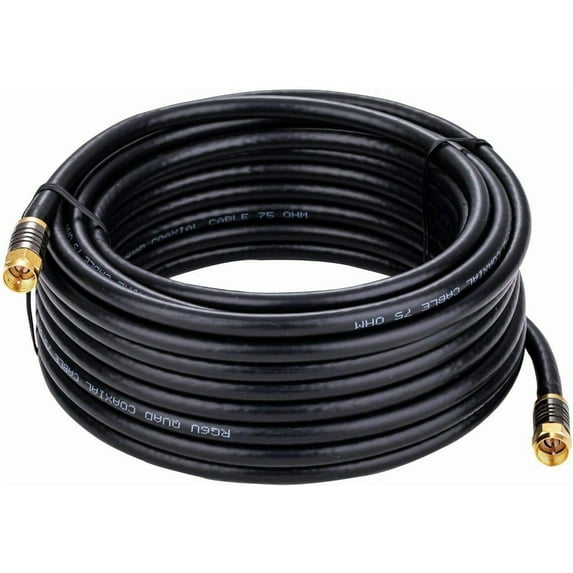 3FT Black RG6 Quad Shield Coaxial Cable – F-Type Male Extension Cord ...