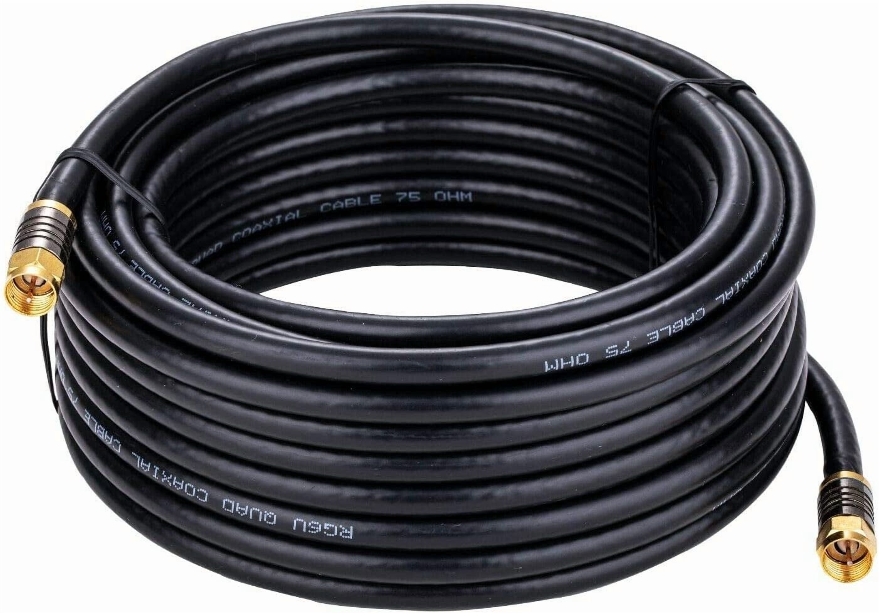 3FT Black RG6 Quad Shield Coaxial Cable – F-Type Male Extension Cord ...