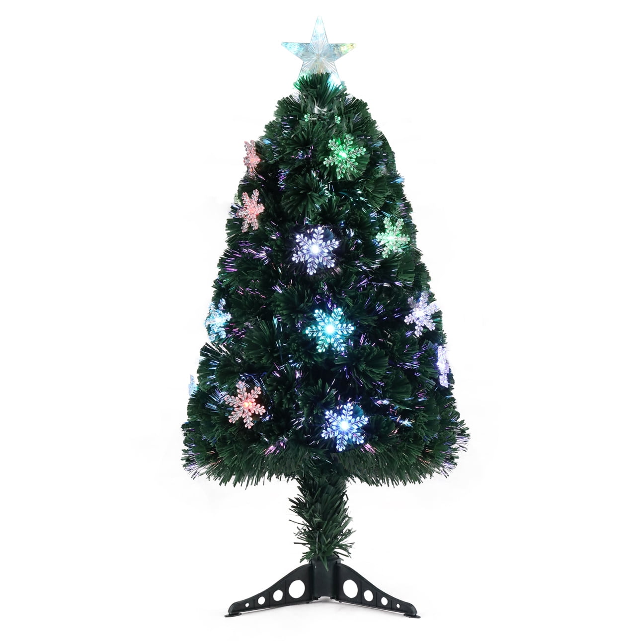 3FT Artificial Christmas Tree Top With Stars, Plastic Base, PVC ...