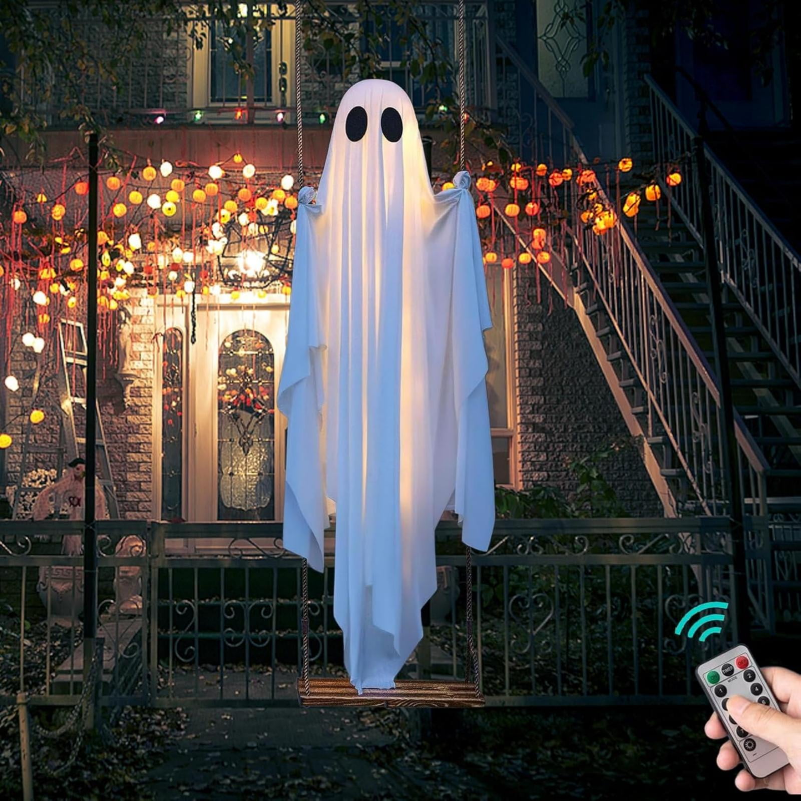 3FT Hanging Swing Ghost Halloween Outdoor Decor with Remote Control ...
