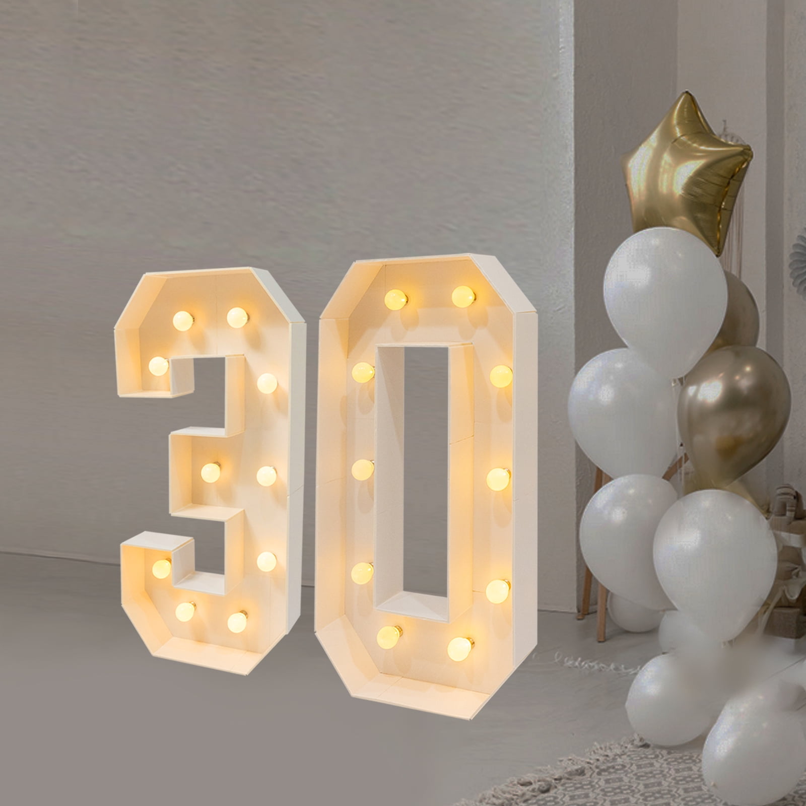 3FT Light Up Numbers for 30th Birthday Anniversary Party Decorations ...