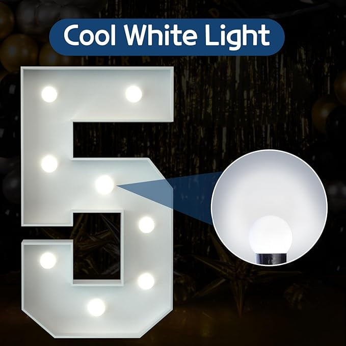 3FT Light Up Numbers 5, 5th Birthday Decorations for Girls Boys Kids ...