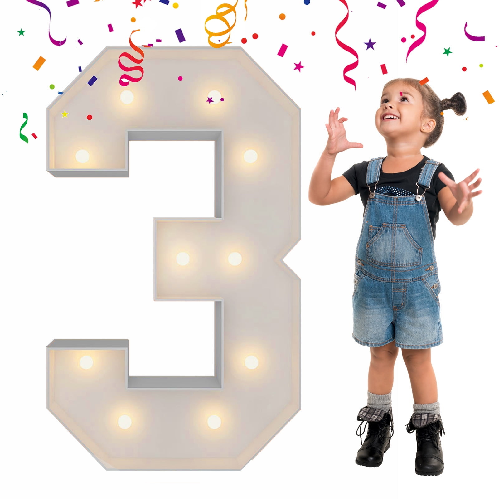 3FT Light Up Numbers Letters, Mosaic Numbers for Balloons, Giant ...