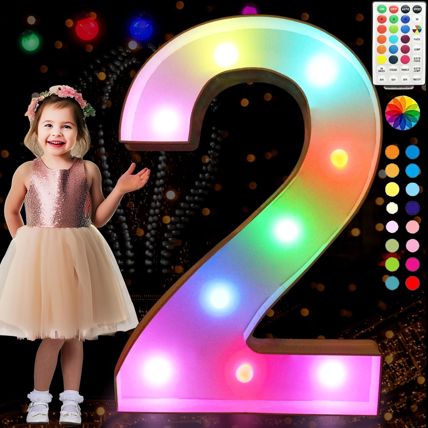 3FT Marquee Light Up Numbers, Color Changing Light Up Numbers with ...