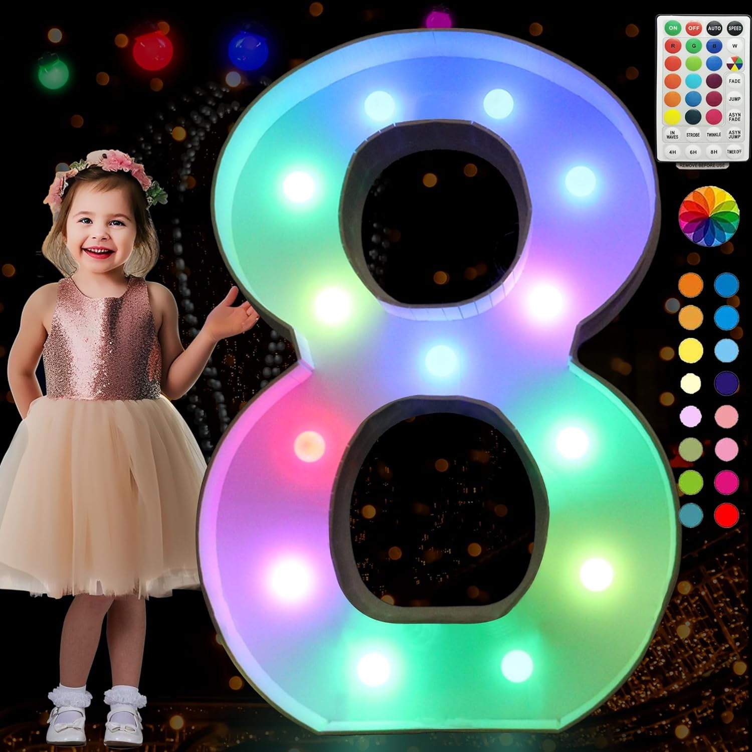 3FT Marquee Light Up Numbers, Color Changing Light Up Numbers with ...