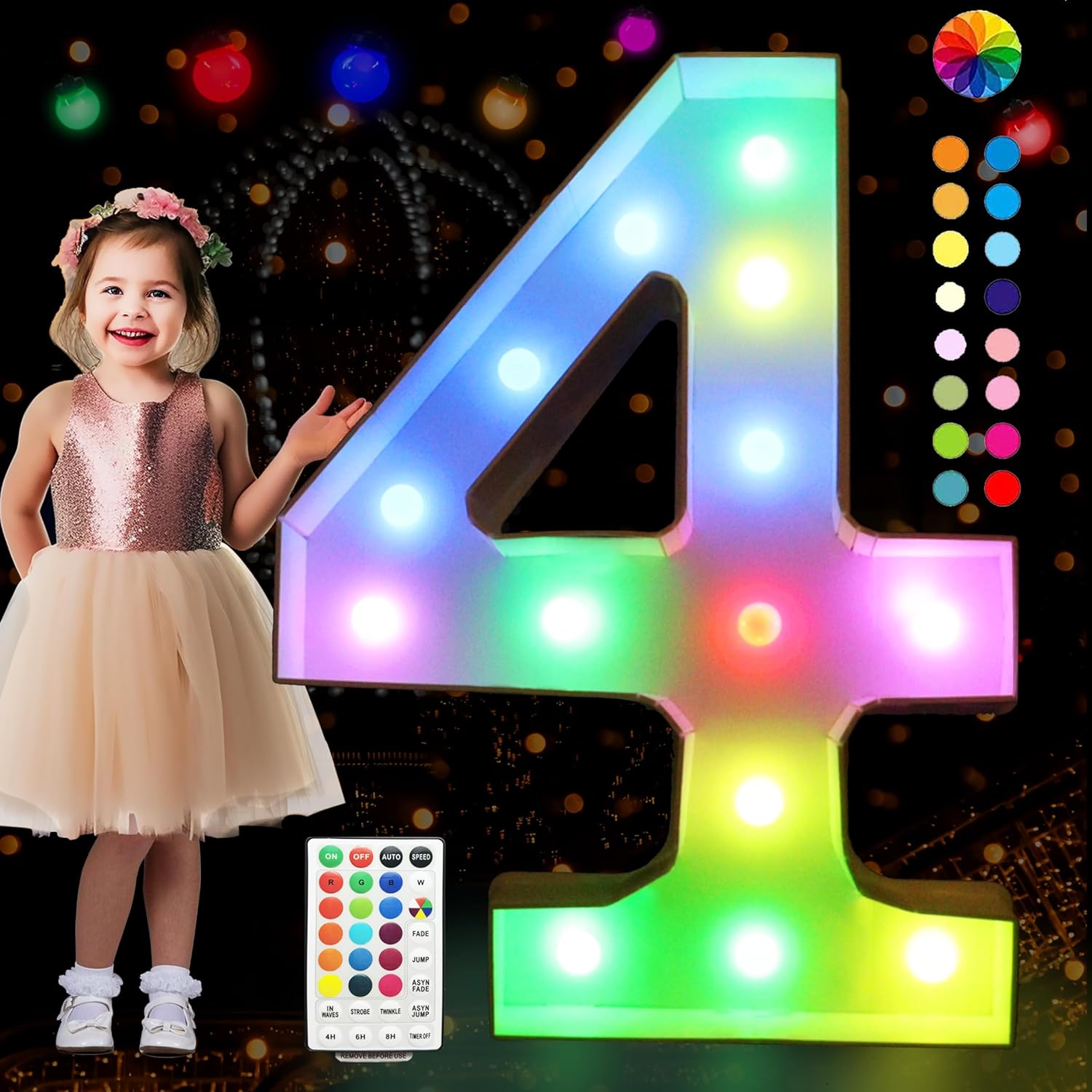 3FT Marquee Light Up Numbers, Color Changing Light Up Numbers with ...