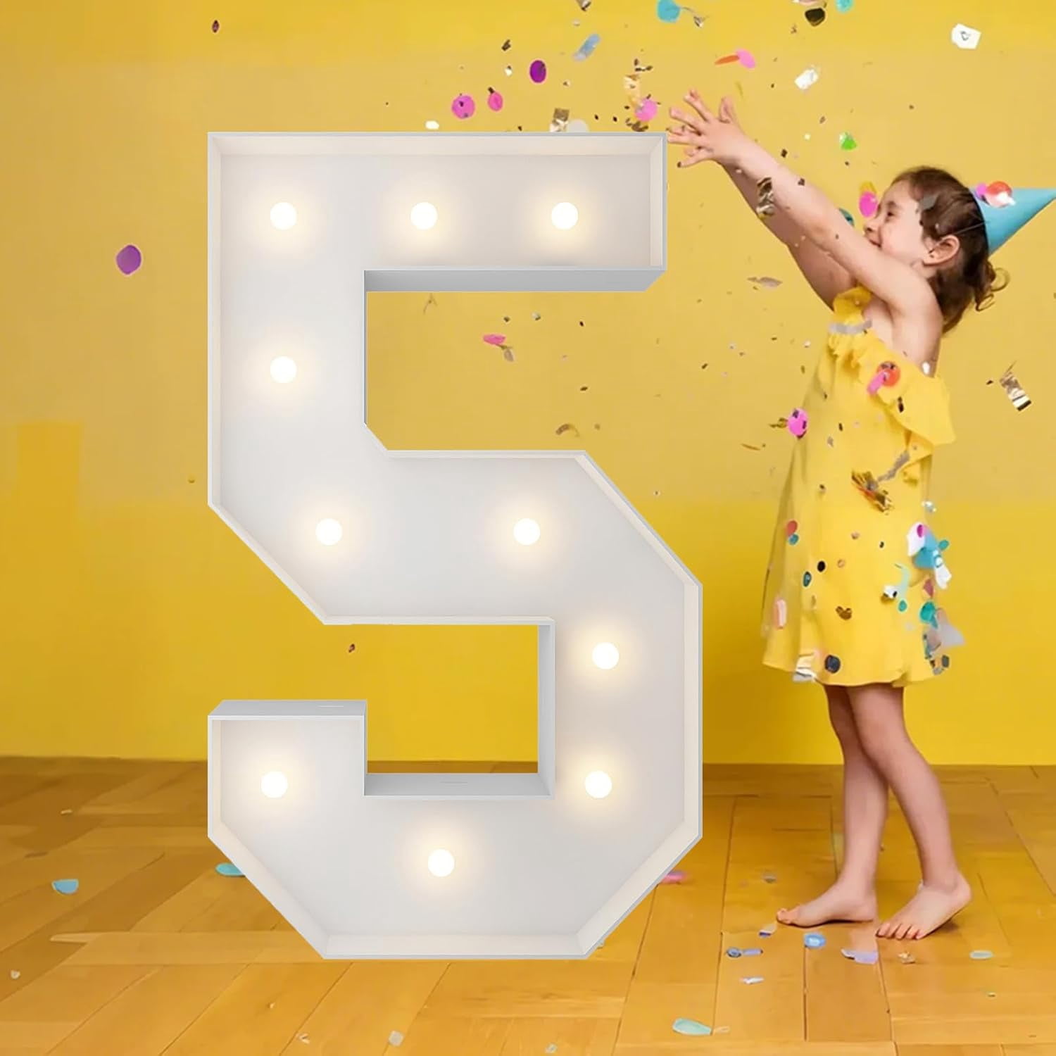 3FT Marquee Numbers, Warm White Light Up Number 5 with Display Board ...