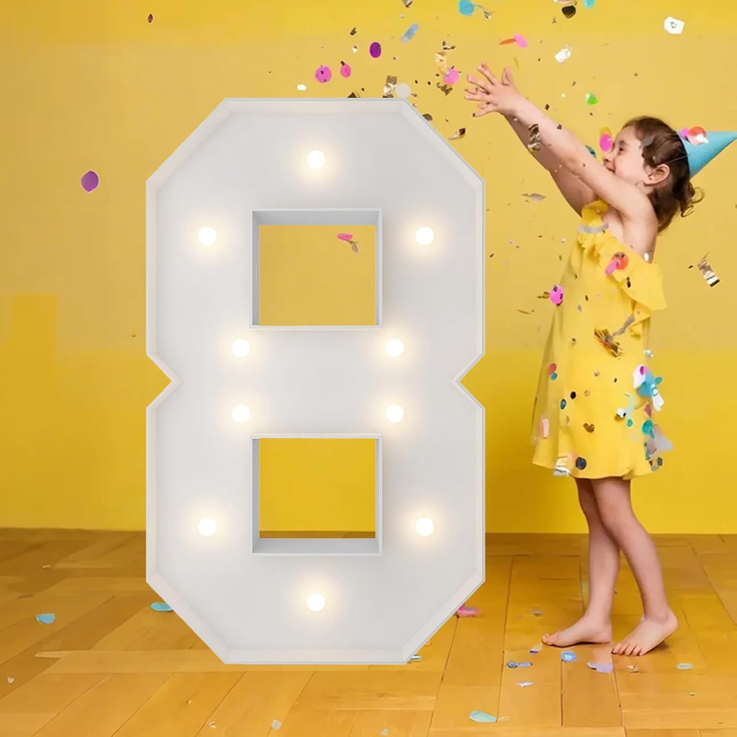 3FT Marquee Numbers, Warm White Light Up Number 8 with Display Board ...