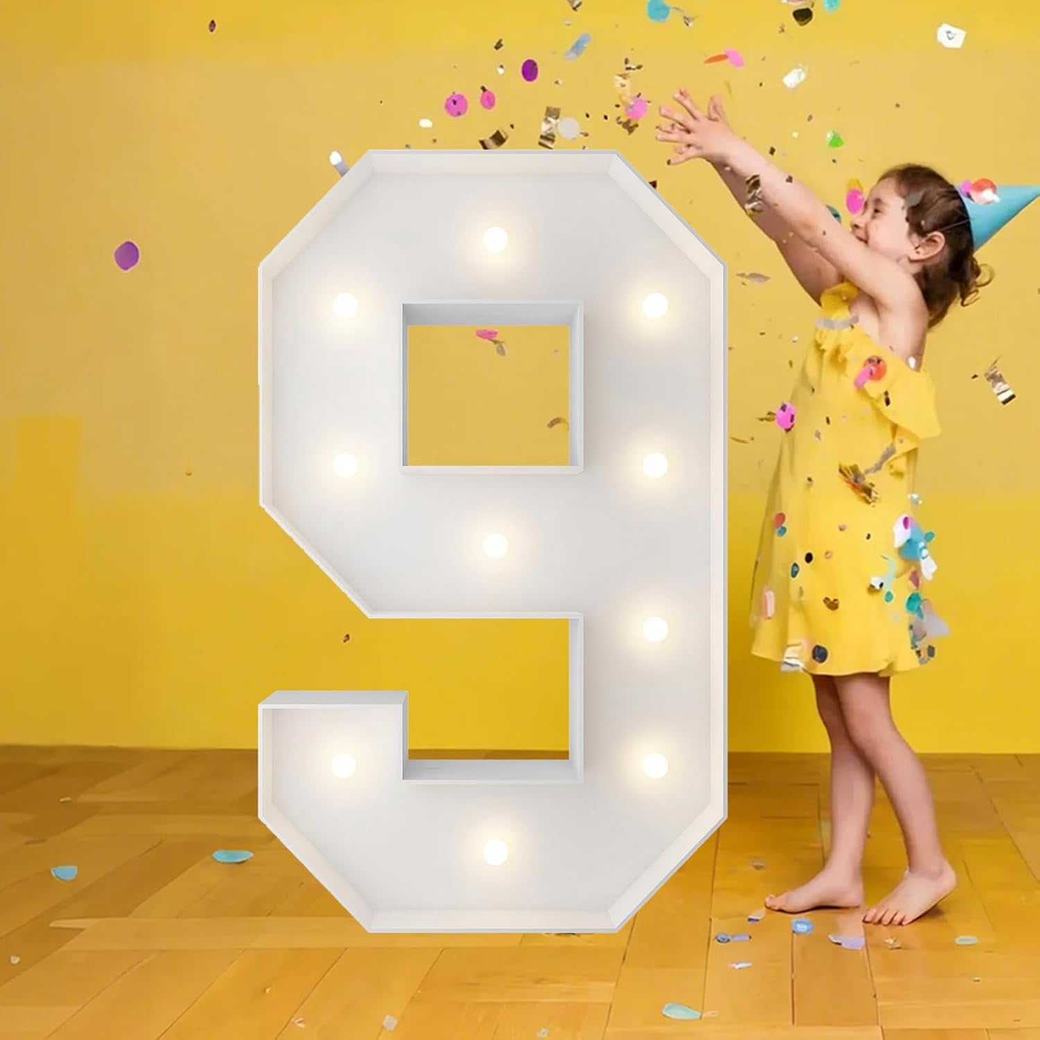 3FT Marquee Numbers, Warm White Light Up Number 9 with Display Board ...