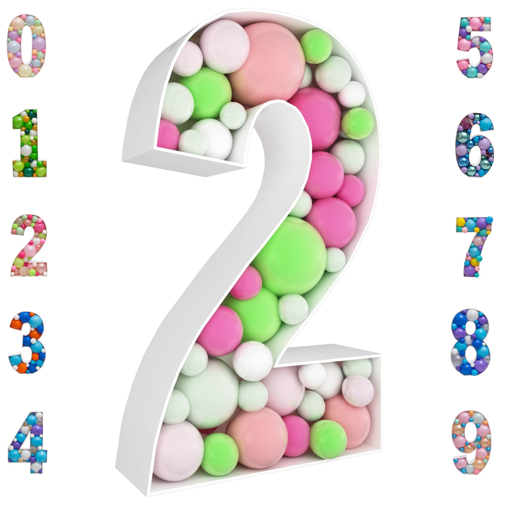 3FT Mosaic Balloon Frame Large Marquee Numbers 2, Balloon Mosaic Number ...