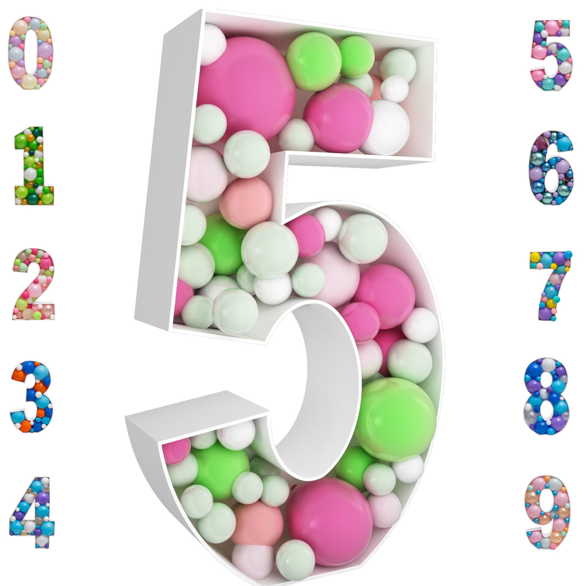 3FT Mosaic Balloon Frame Large Marquee Numbers 5, Balloon Mosaic Number ...