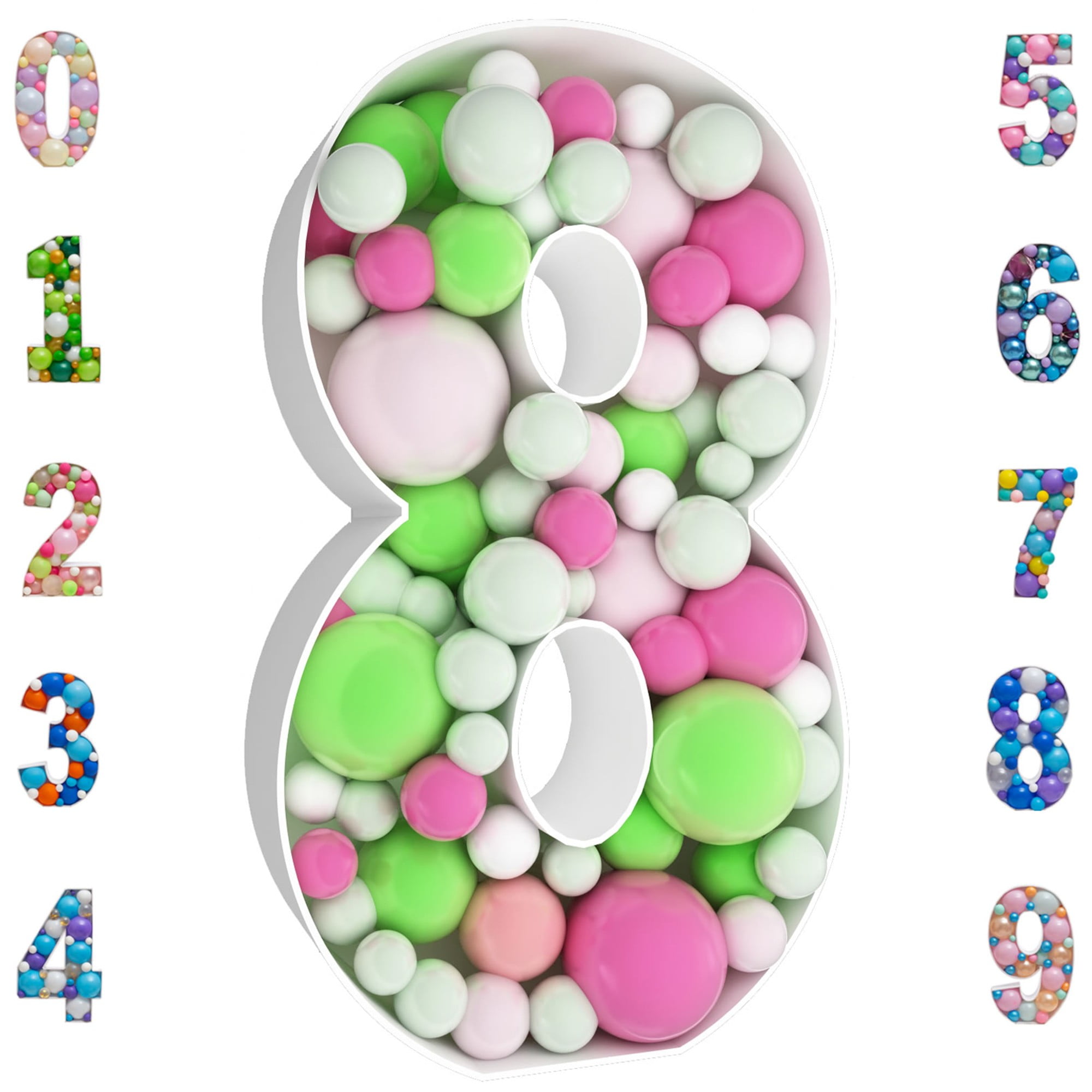 3FT Mosaic Balloon Frame Large Marquee Numbers 8, Balloon Mosaic Number ...