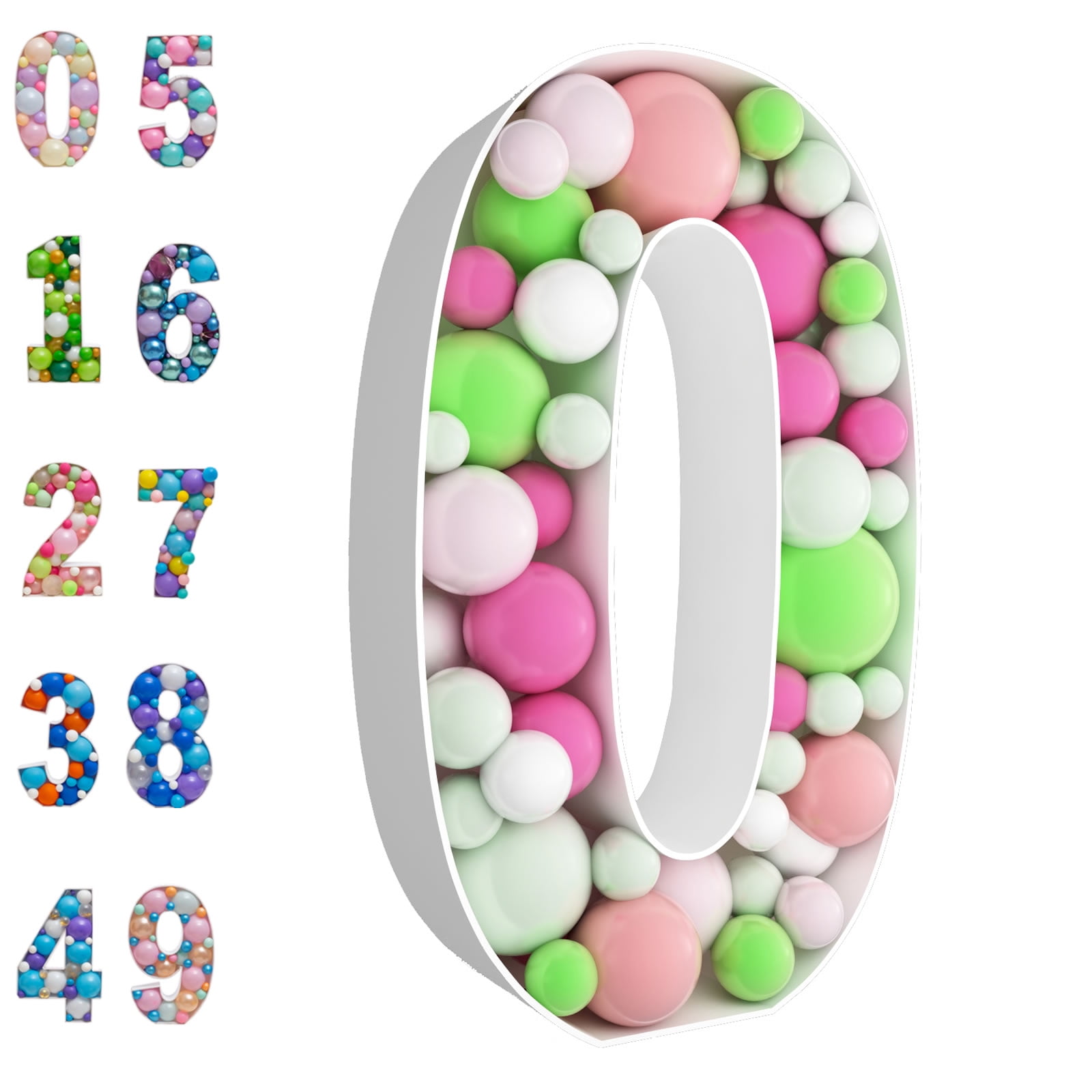 3FT Mosaic Balloon Frame Number 0 Marquee Easy to Assemble Numbers ...